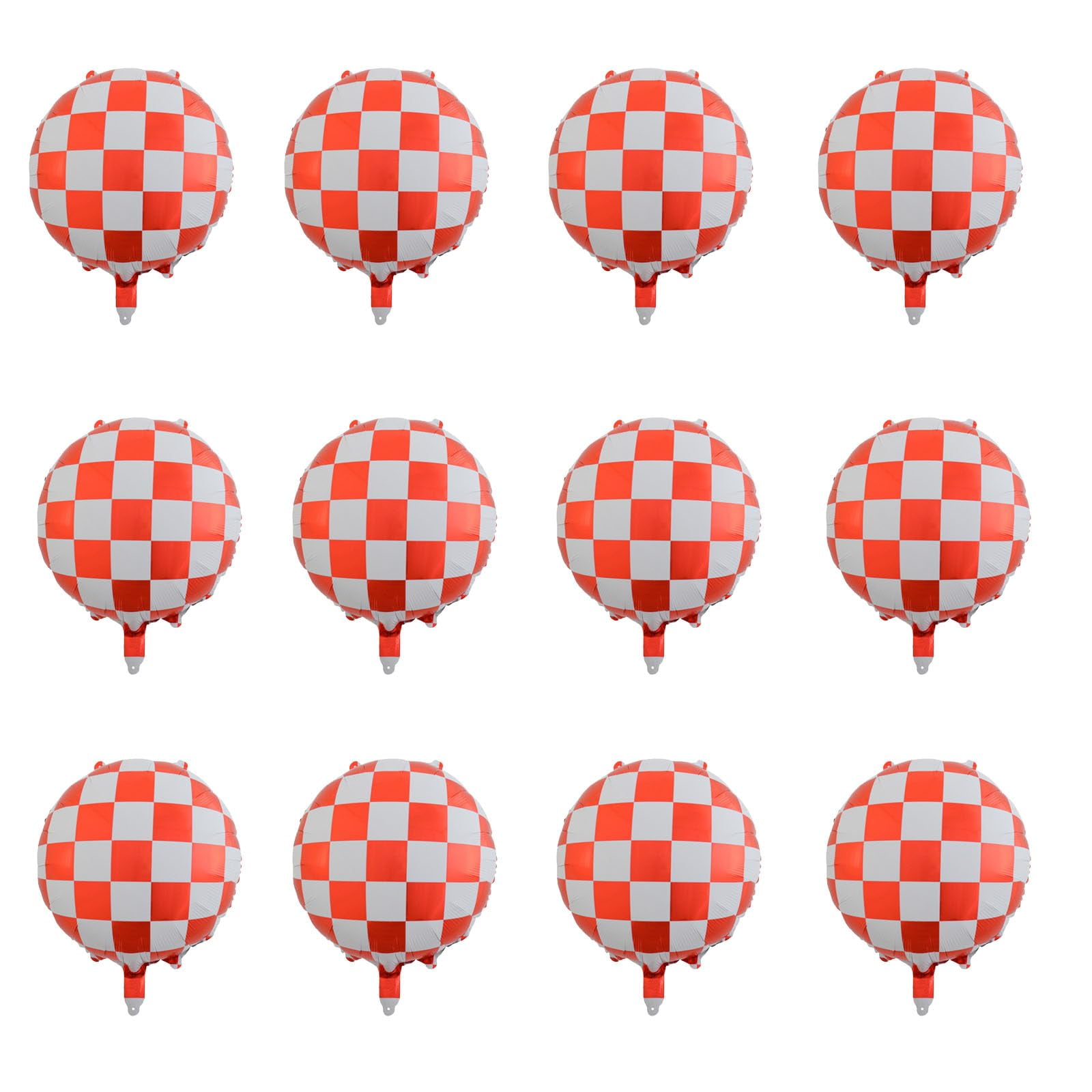 KLHKLH 15 Pcs 18 Inch Red KKS1 and White Checkerboard Balloons Foil ...