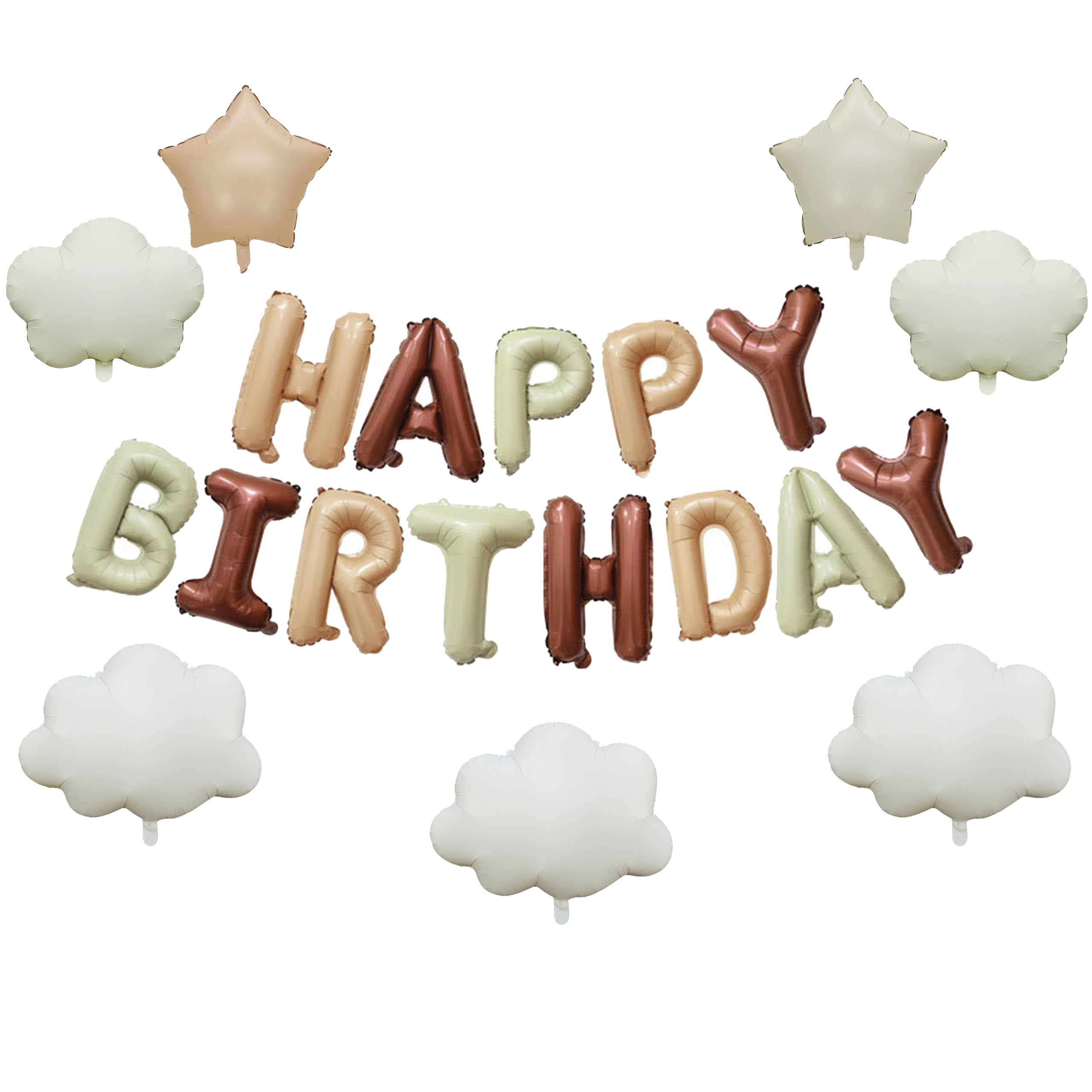 KLHKLH Birthday Balloons PriNst Banner 5 Cloud Balloons 16 Inch Foil Letter Banner Cloud Themed ...