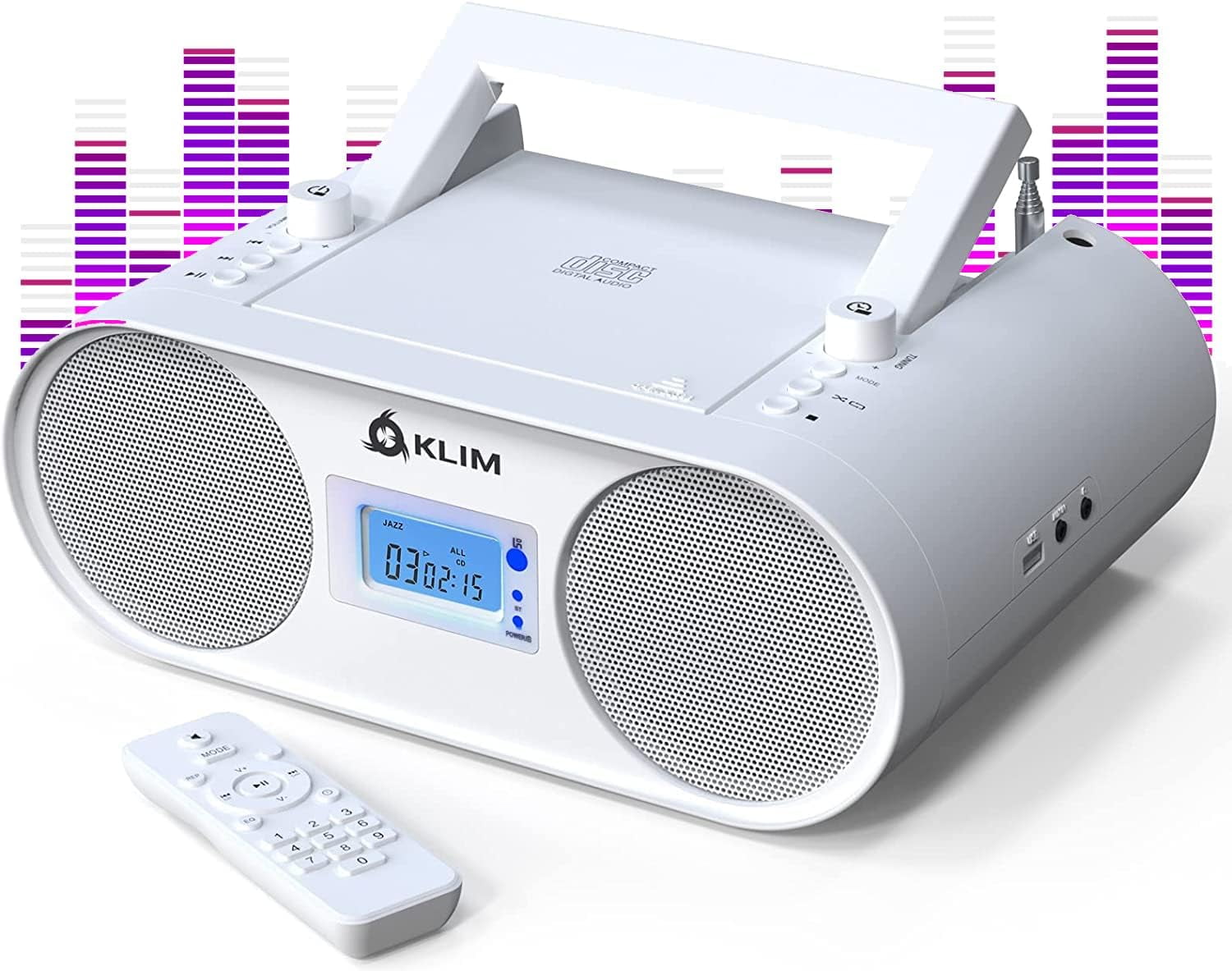 KLIM Boombox B4 CD Player Portable Rechargeale Audio System plus AM/FM ...