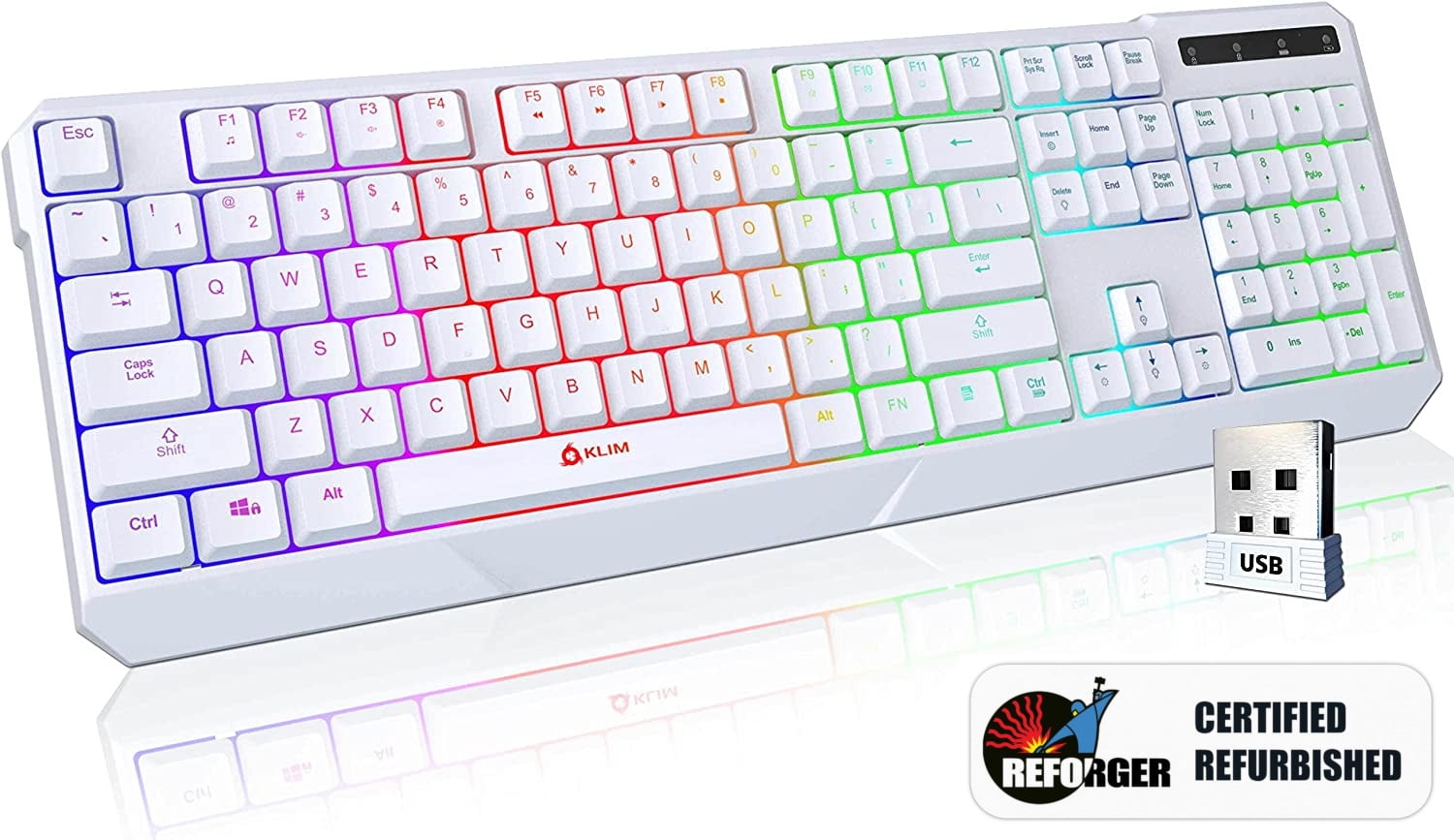 KLIM Chroma Wireless Gaming Keyboard RGB Backlit, Rechargeable Battery ...