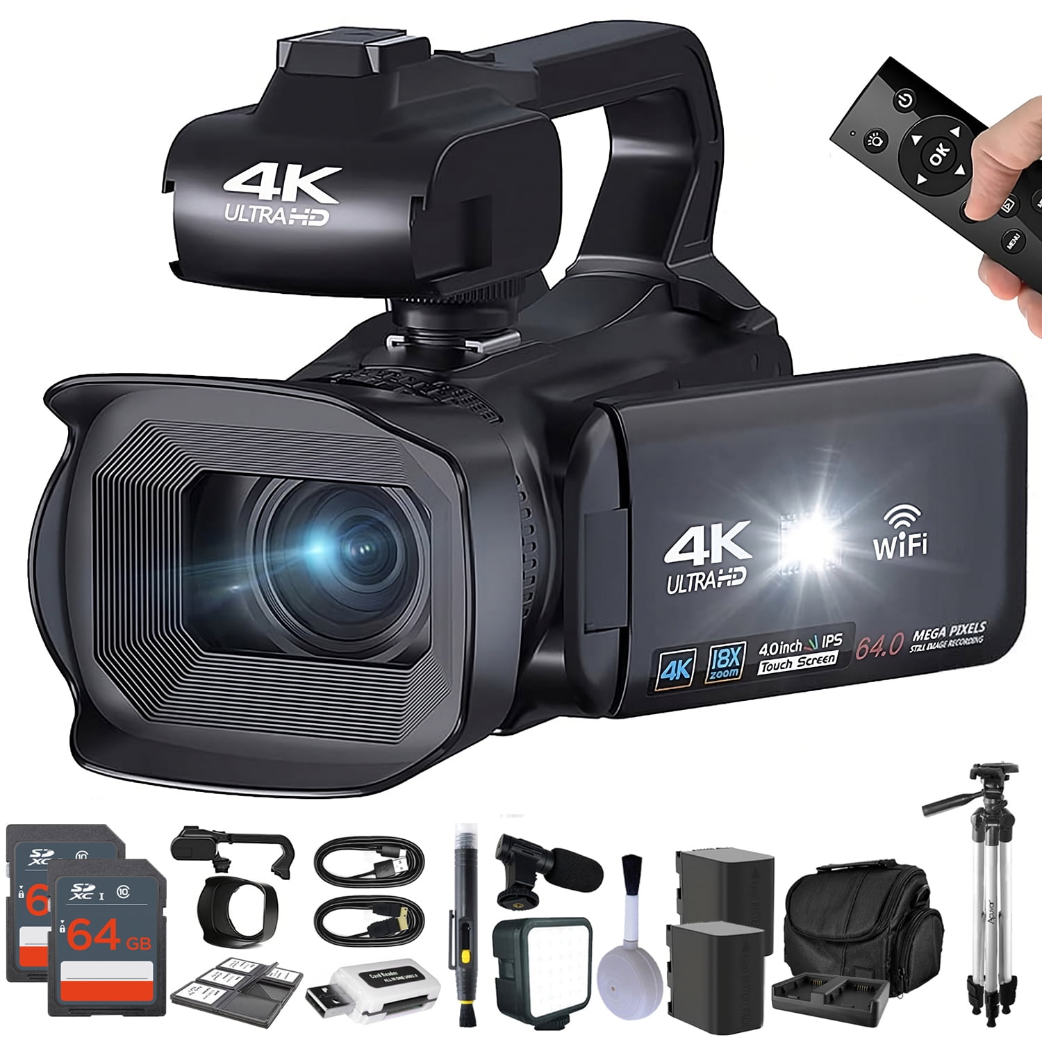 KLIOMAX 6K 4K HD 64MP Video Camera Camcorder for Youtube 60FPS WiFi Vlogging 18X Digital Webcam ...