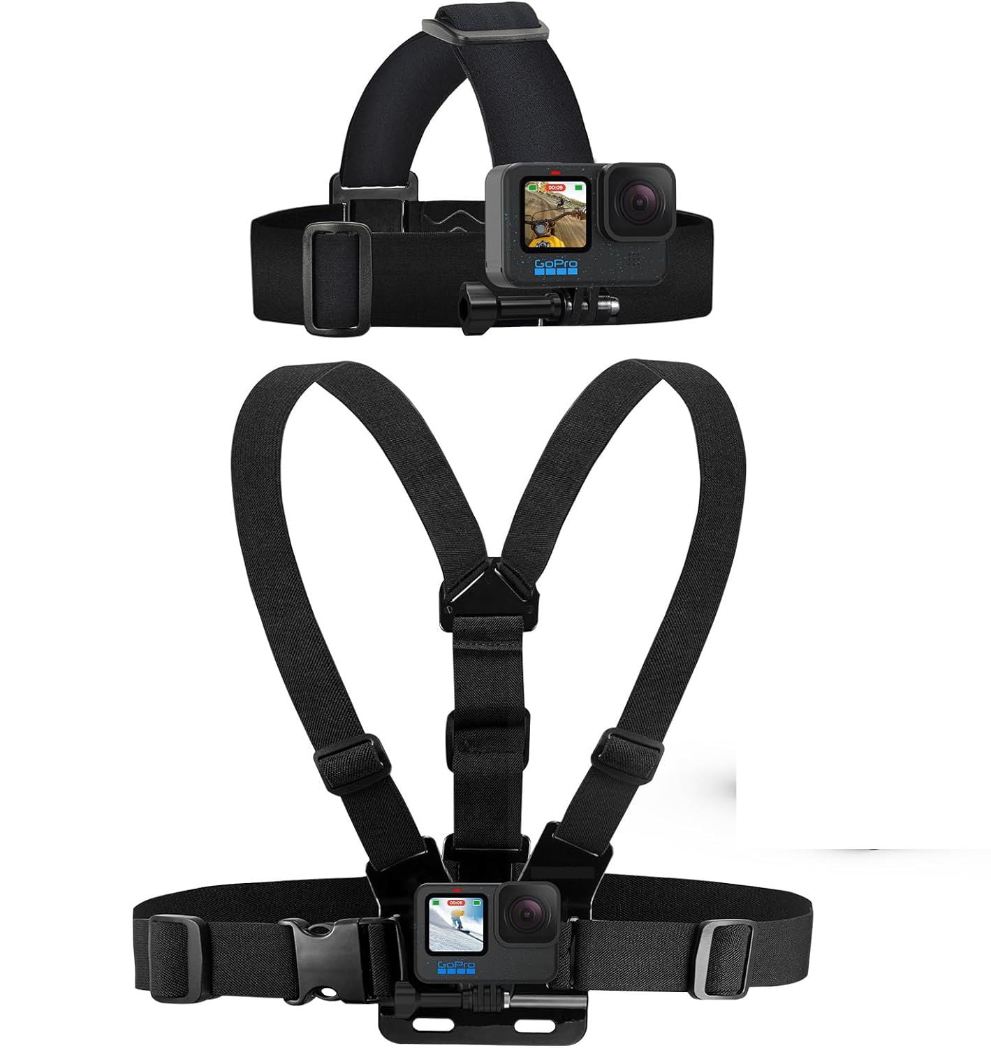 KLIOMAX Adjustable Chest Mount Harness and Head Strap for GoPro Cameras ...