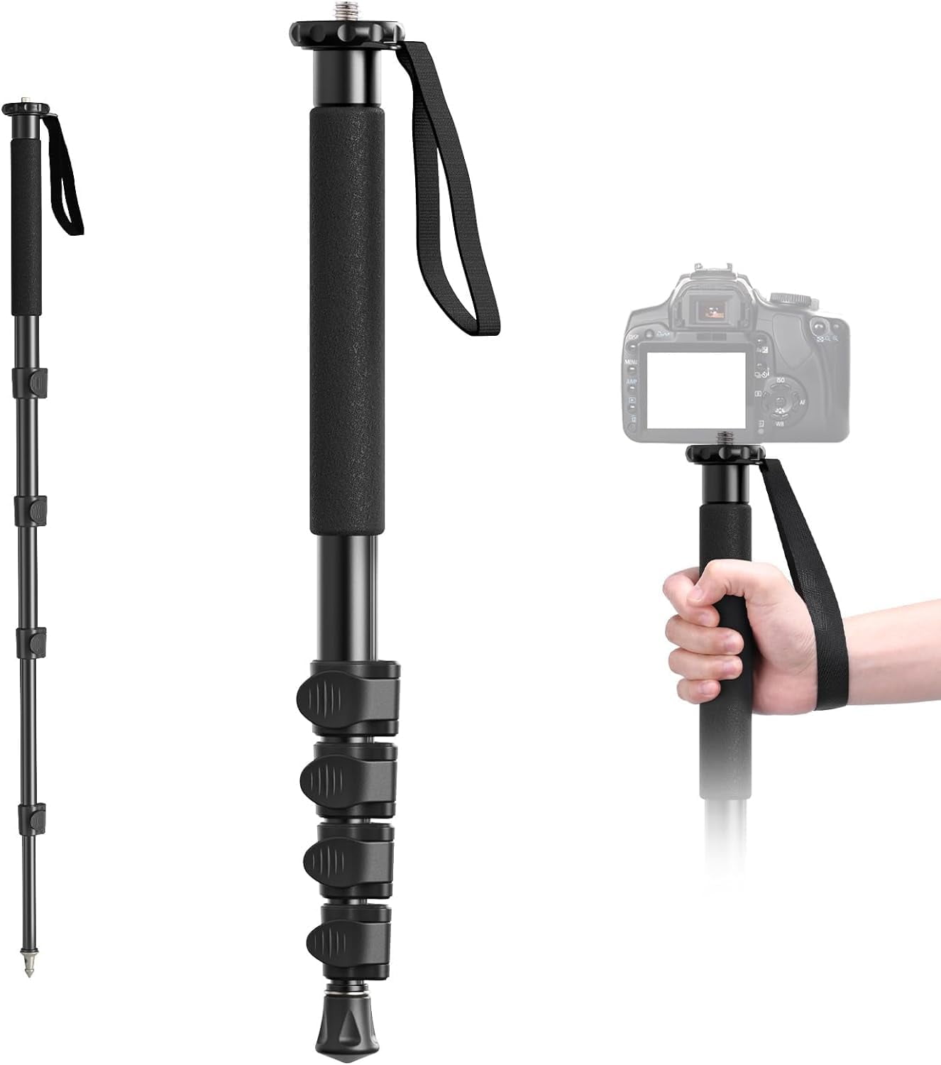 KLIOMAX Camera Monopod, 62" Aluminum Photography Monopod with 5-Section ...