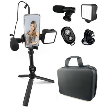 Bower Ultimate Vlogger Pro Kit with Smartphone Rig, HD Microphone, 50 ...
