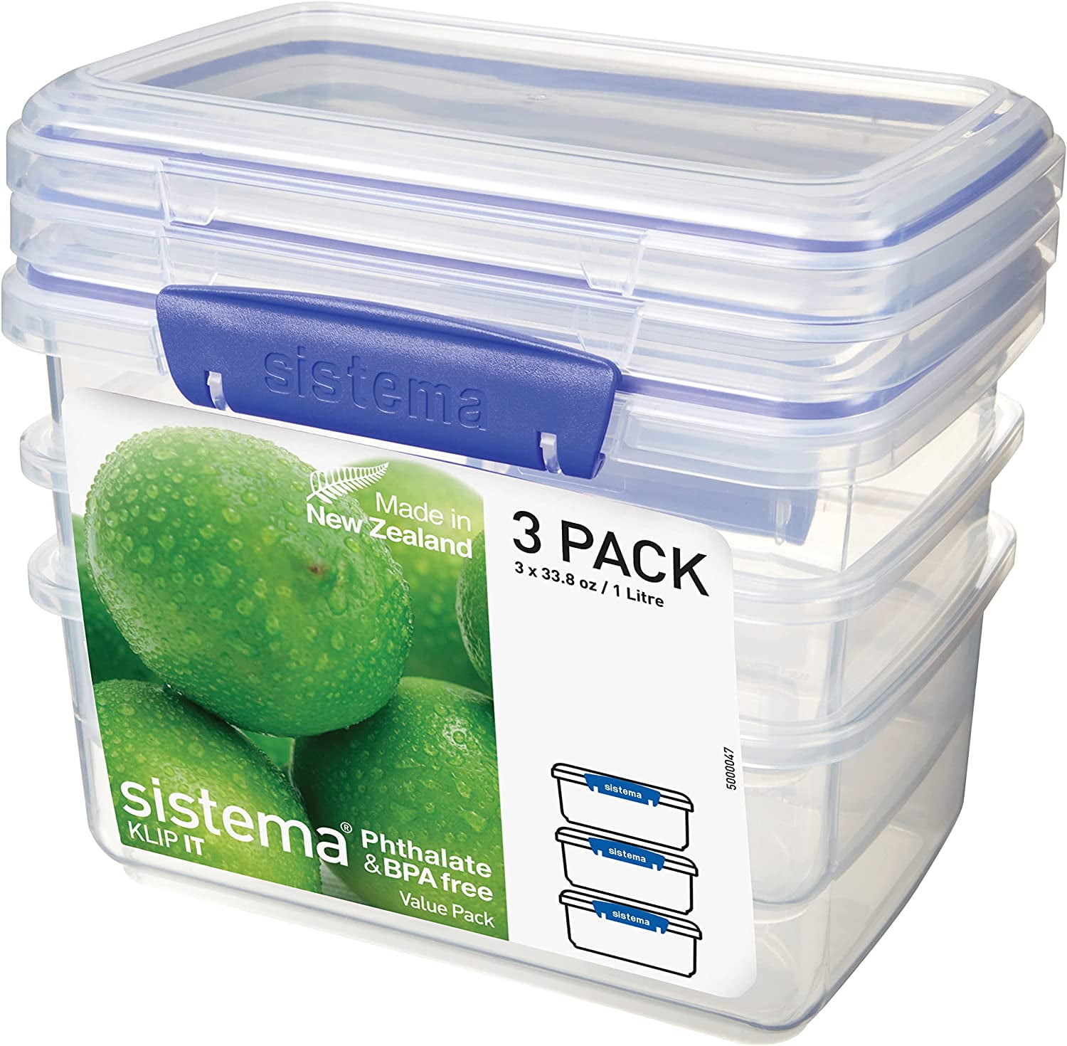 KLIP IT Rectangular Collection Food Storage Container, 33.8 oz./1.0 L ...