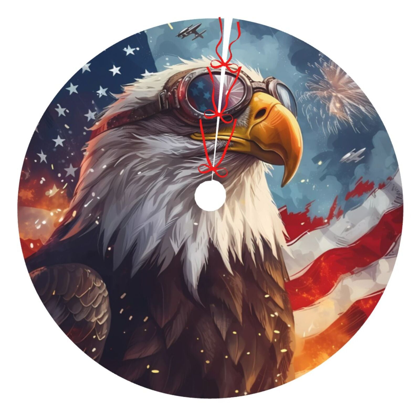 KLL 36" Christmas Tree Skirt Bald Eagle Pilot Xmas Tree Skirts Mat for ...