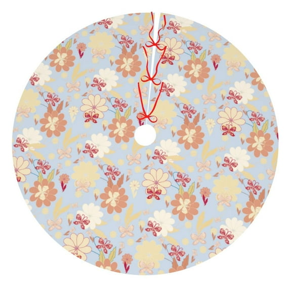 KLL 36" Christmas Tree Skirt Butterfly Flower Xmas Tree Skirts Mat for ...