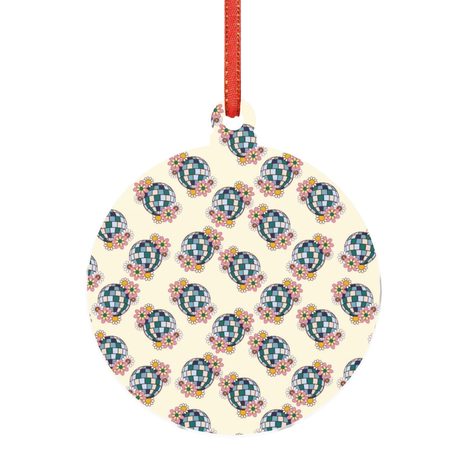 KLL 70s Disco Ball Pattern Acrylic Christmas Ornaments,1 PCS Xmas Tree ...