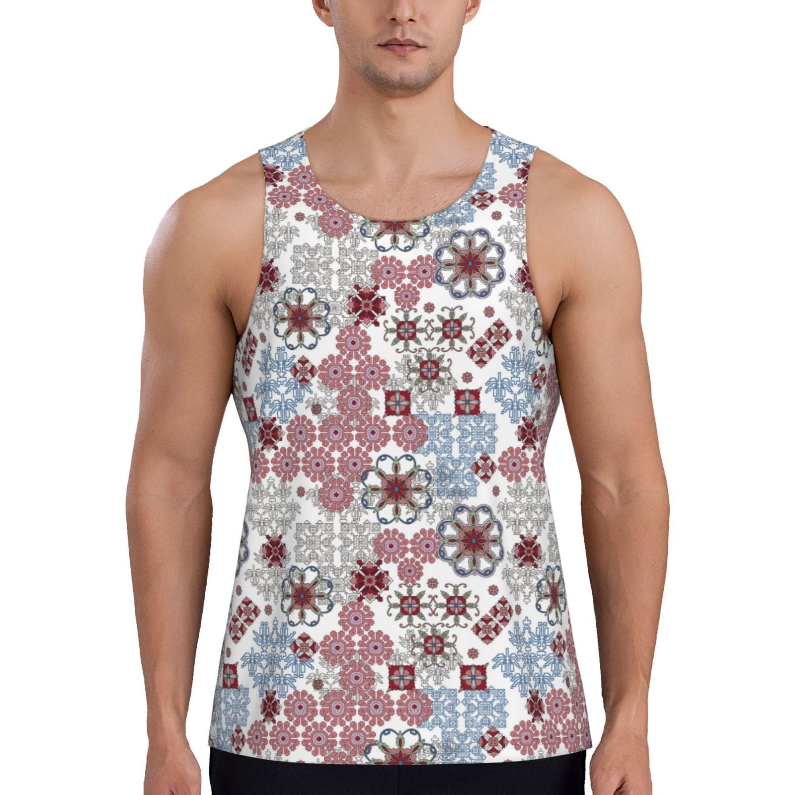 KLL Abstract Floral Print Men's Muscle Gym Workout Stringer Tank Tops ...
