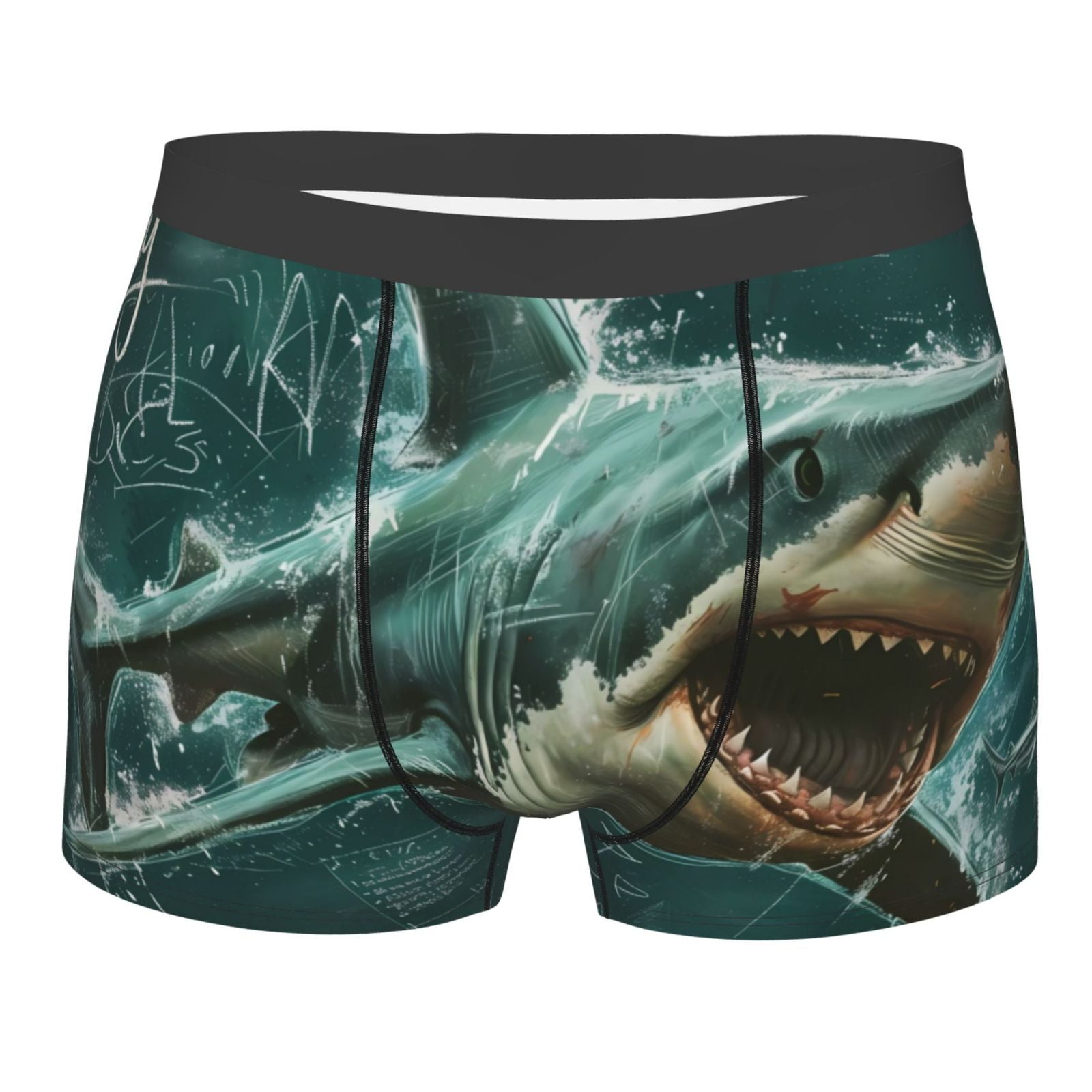KLL Abstract Geometric Shark Men's Cotton Boxer Briefs Underwear-X ...