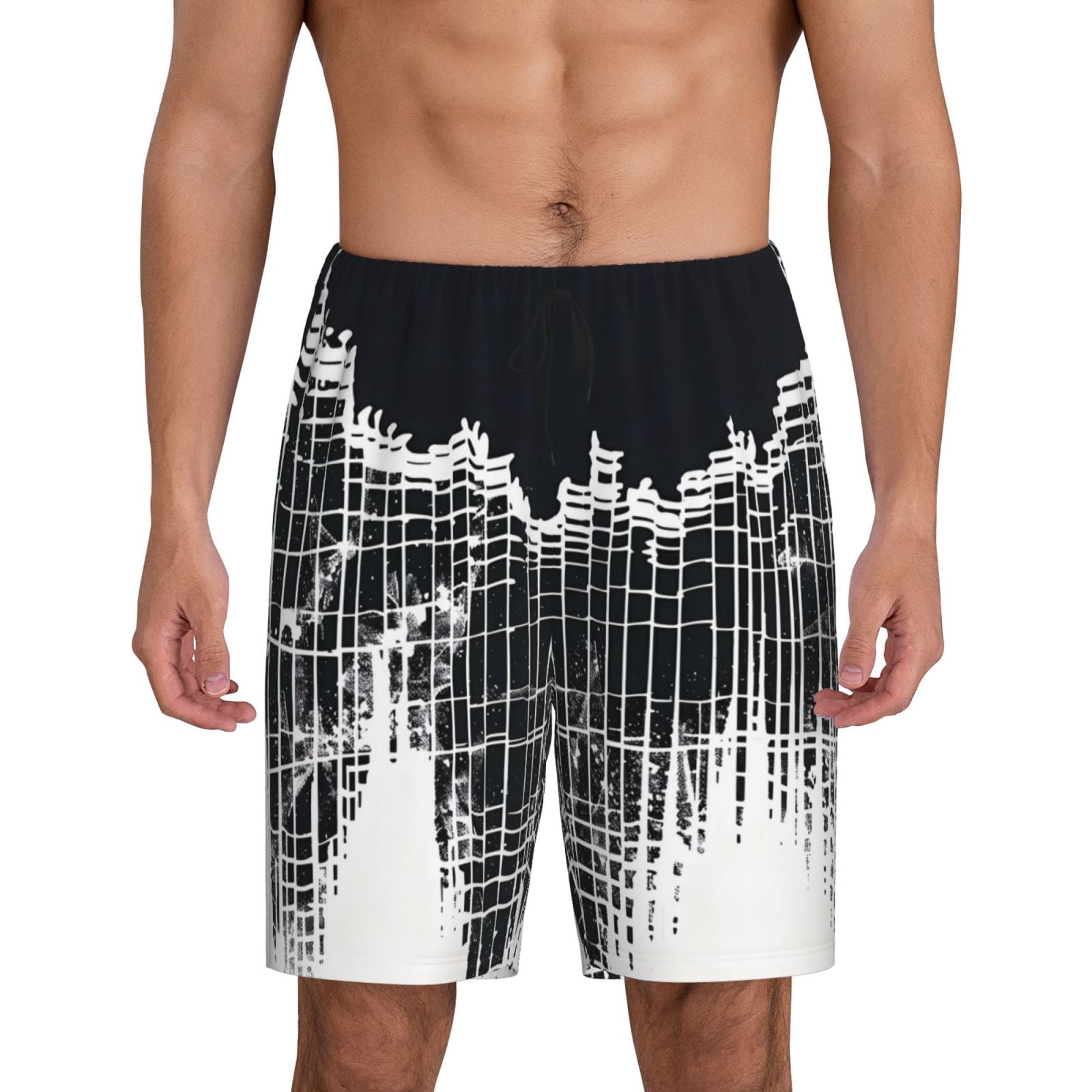 KLL Abstract Red Sun Design for Men's 1-Pack Shorts,Sleep Pajama Shorts ...