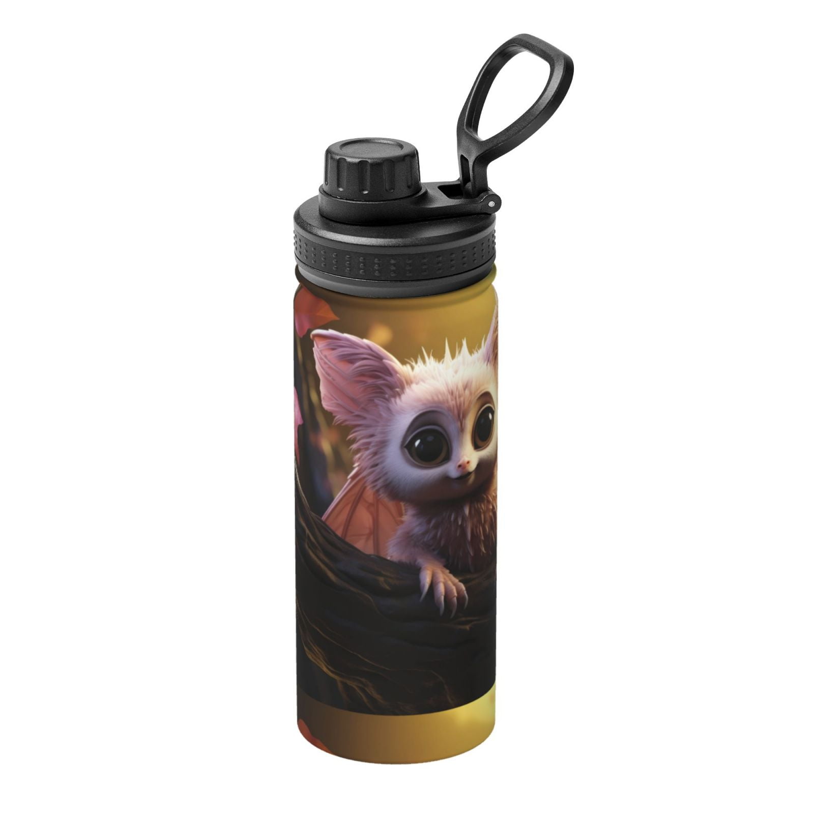 KLL Adorable Fluffy Bat Pattern 18oz Insulated Water Bottle, Stainless ...