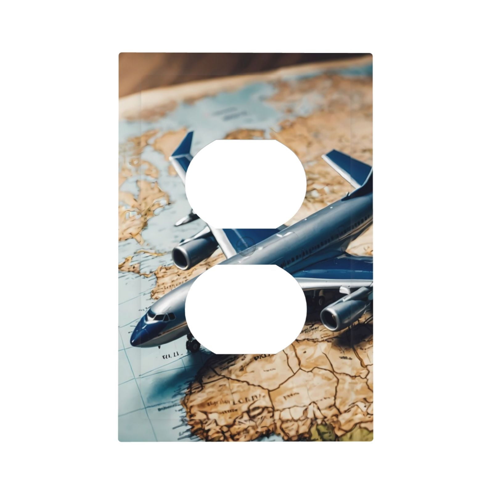 KLL Airplane World Map Adventure Pattern Electrical Outlet Covers, 3" x ...
