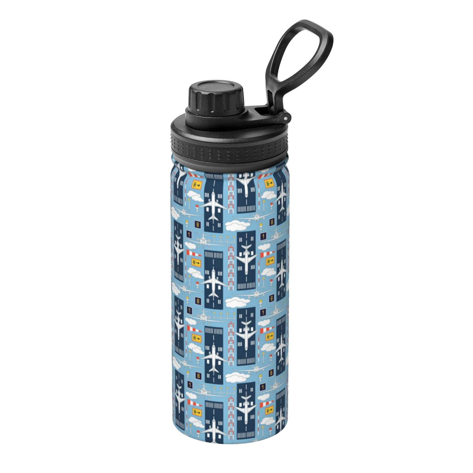KLL Airplanes and Aviation Signs Pattern 18oz Insulated Water Bottle ...