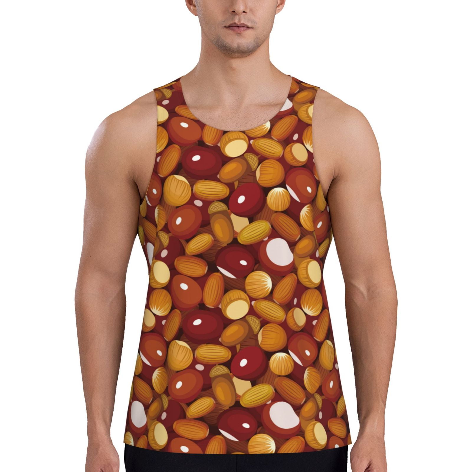 KLL Almond Nuts Print Men's Muscle Gym Workout Stringer Tank Tops ...