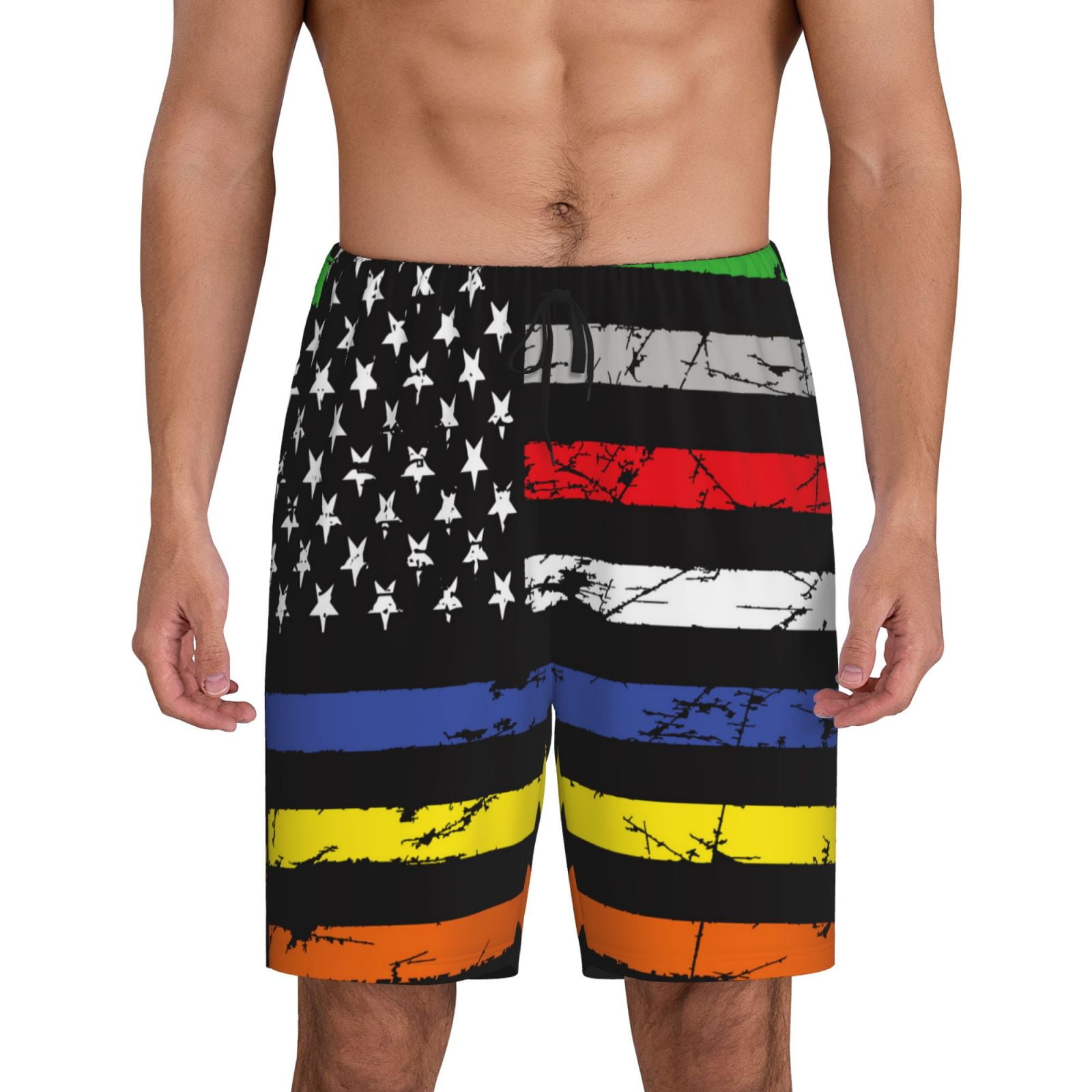 KLL American Flag for Men's 1-Pack Shorts,Sleep Pajama Shorts for Men ...