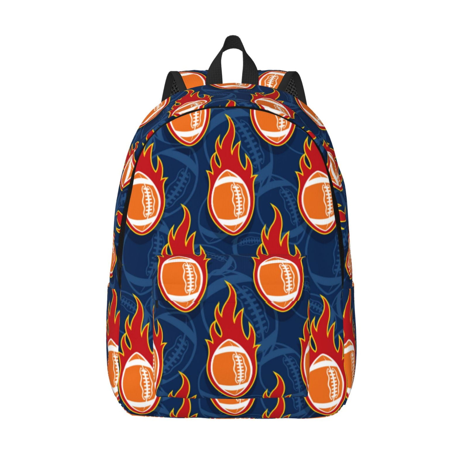 KLL American Football and Fire Flames Print Travel Laptop Backpack ...