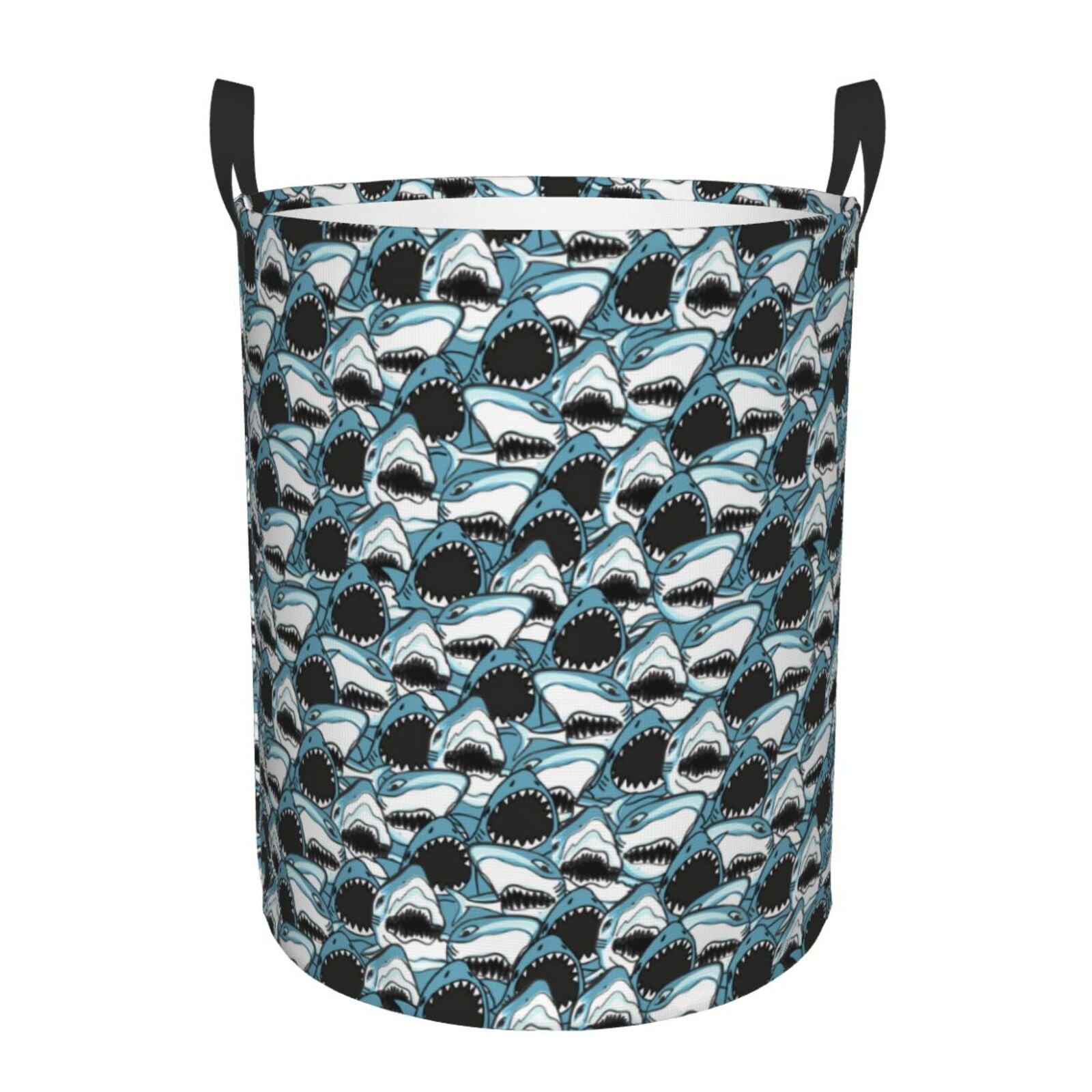 KLL Angry Shark Waterproof Foldable Laundry Hamper Bucket with Handles ...