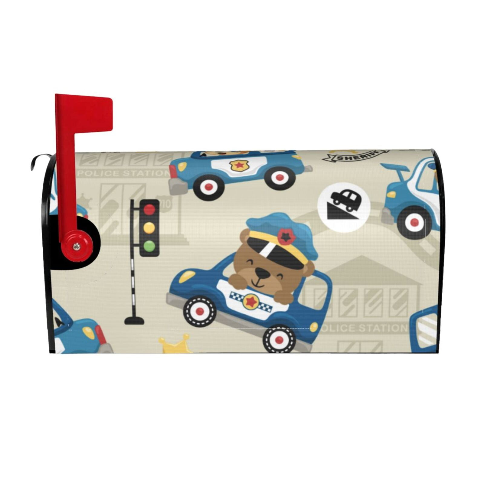 KLL Animals Driving Police Car Pattern Mailbox Covers,Magnetic Mailbox ...