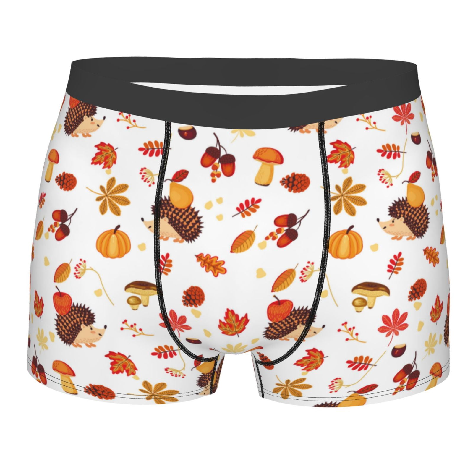 KLL Autumn Maple Leaf with Hedgehog Men's Cotton Boxer Briefs Underwear ...