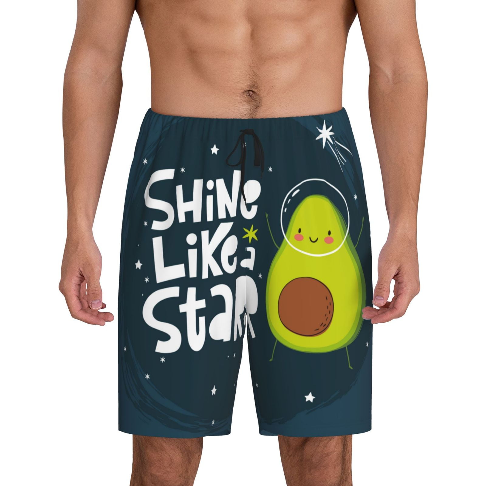 KLL Avocado in Space1 for Men's 1-Pack Shorts,Sleep Pajama Shorts for Men Soft Pj Shorts Men's ...