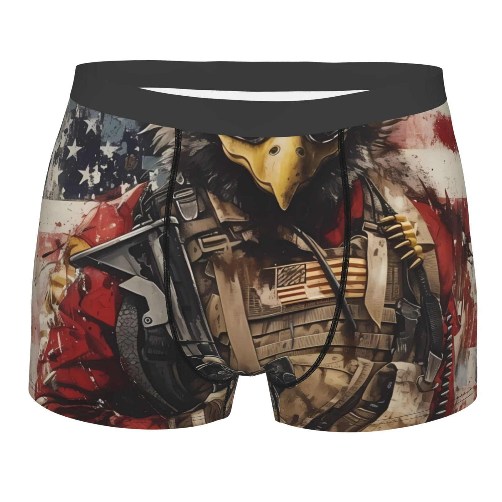 KLL Bald Eagle Soldier Men's Cotton Boxer Briefs Underwear-Large ...