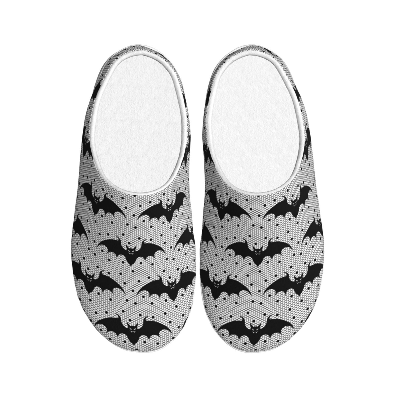 KLL Bat Pattern Adult Unisex Cozy Slippers,Fuzzy Slip-on Slippers TPR ...