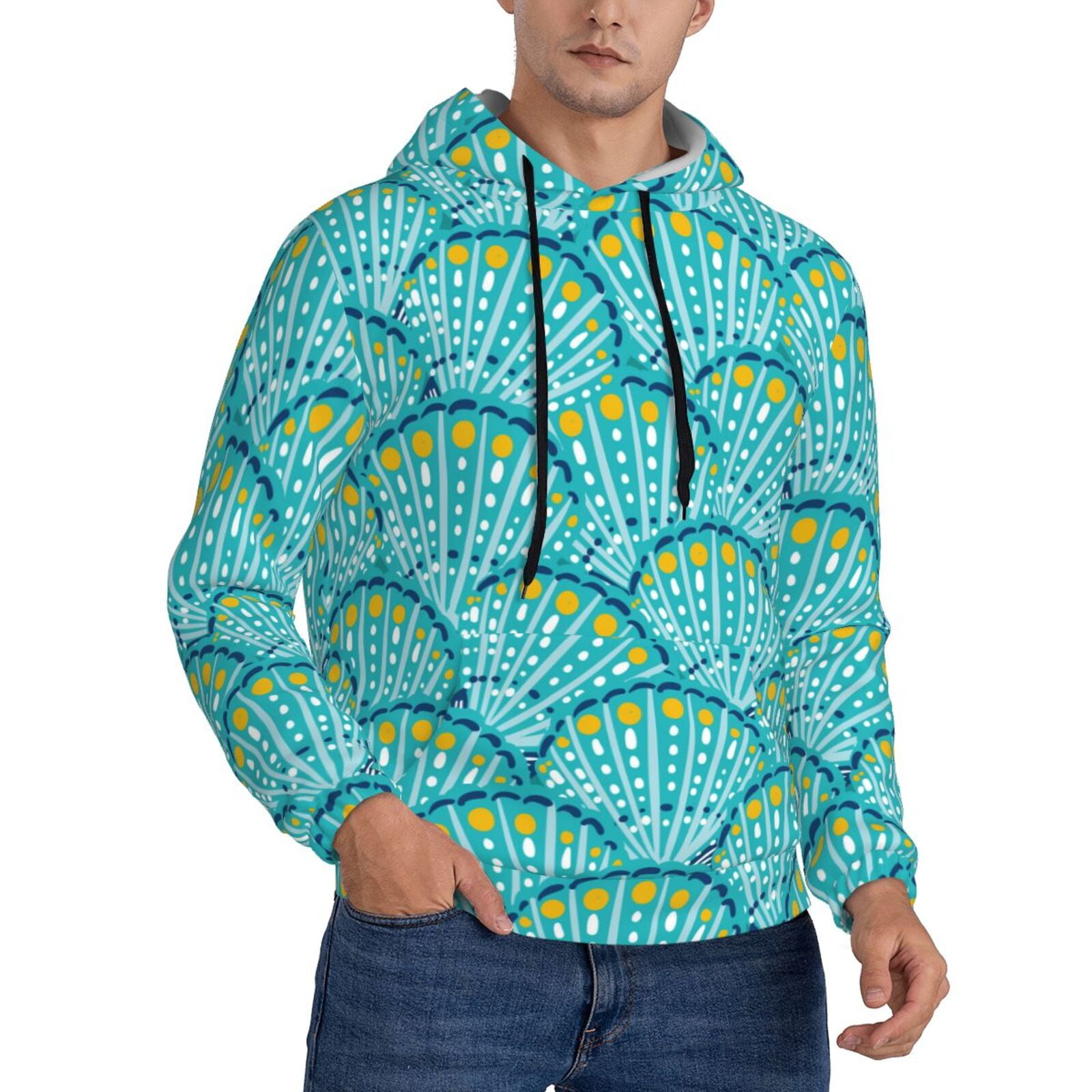 KLL Beautiful Seashells Print Mens Hoodie Long Sleeve Casual Pullover ...
