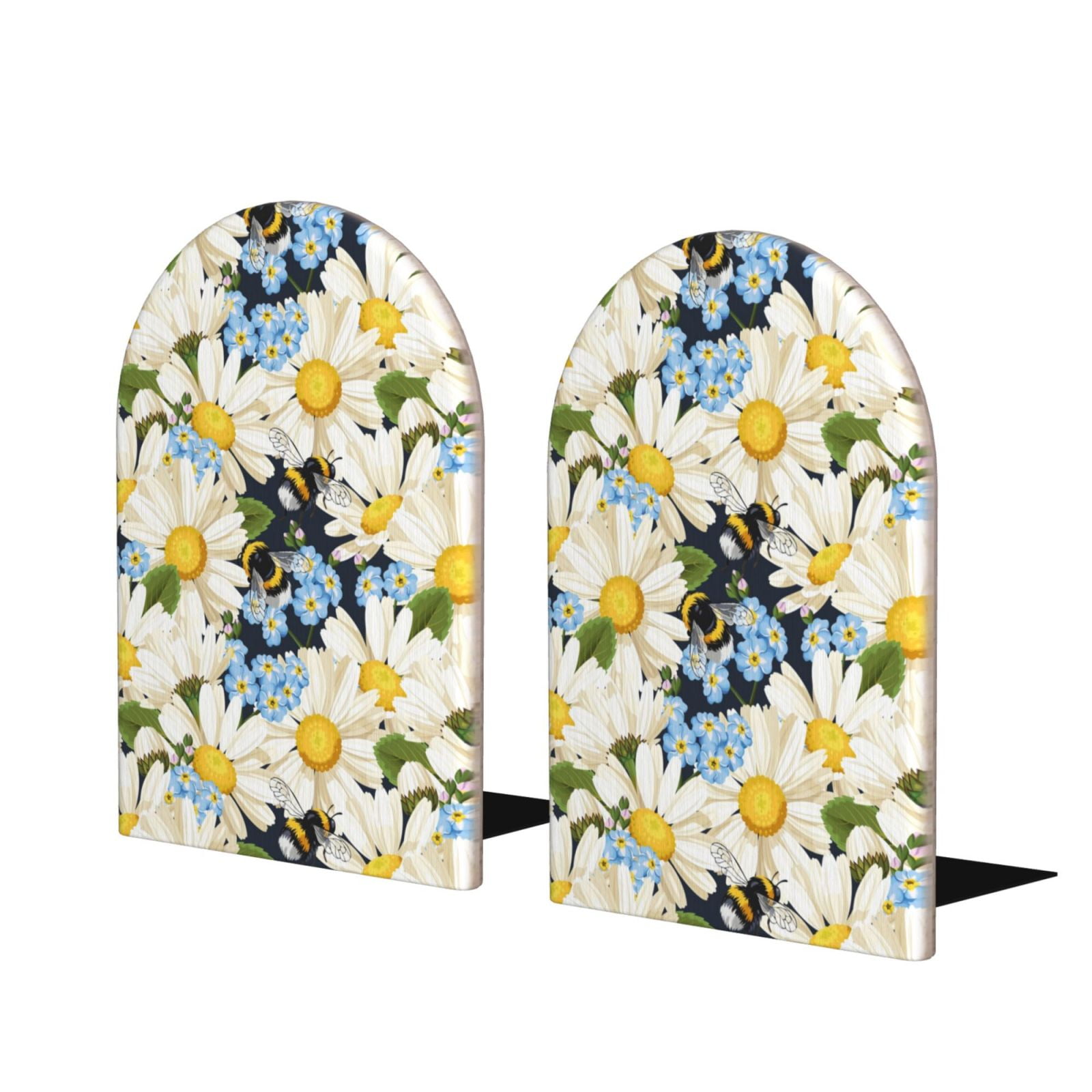 KLL Bees Collecting Nectar Print Wood Book Ends for Shelves,1 Pair Wood ...