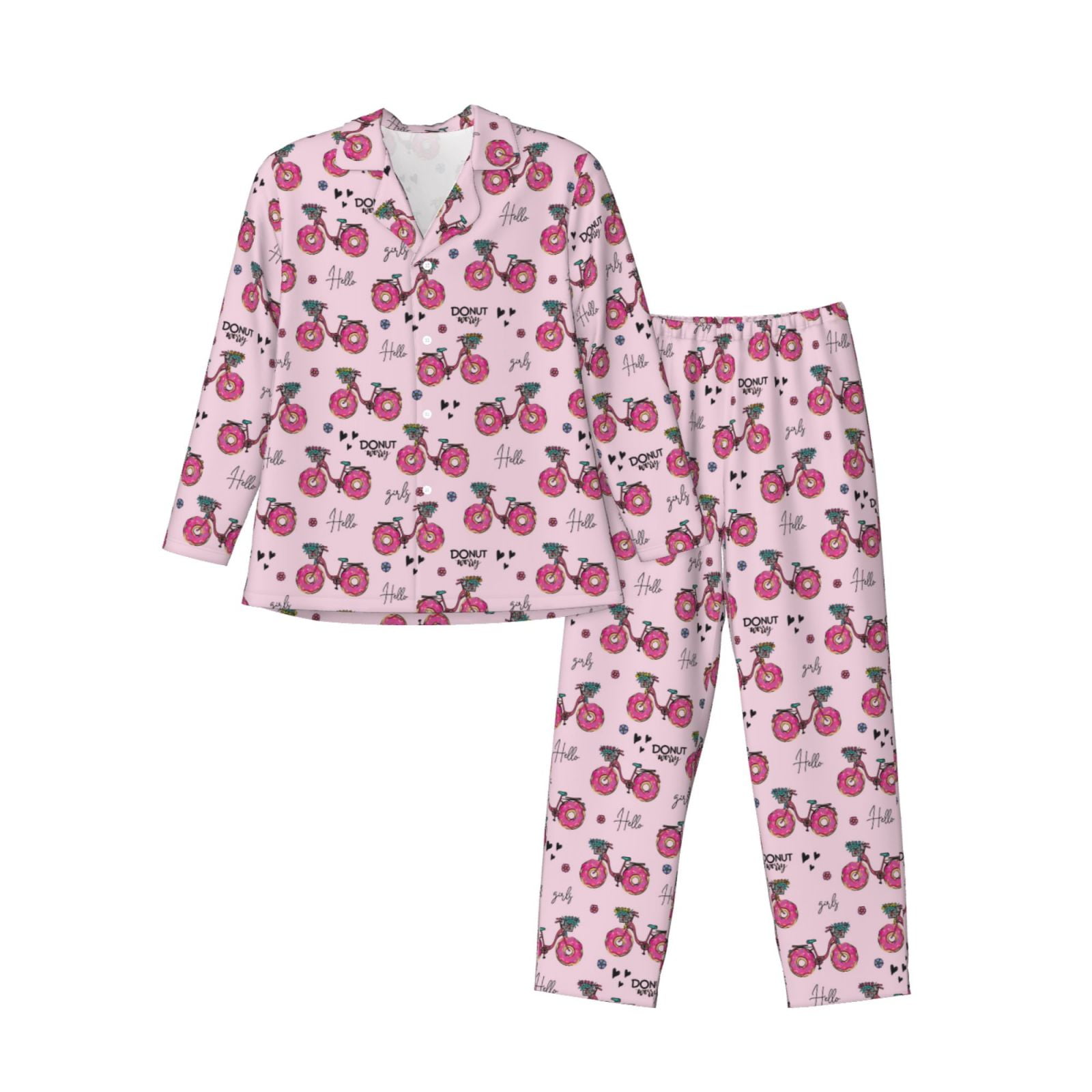 KLL Bike with Donut Wheels Sleepwear Mens Flannel Pajamas,Long Cotton ...