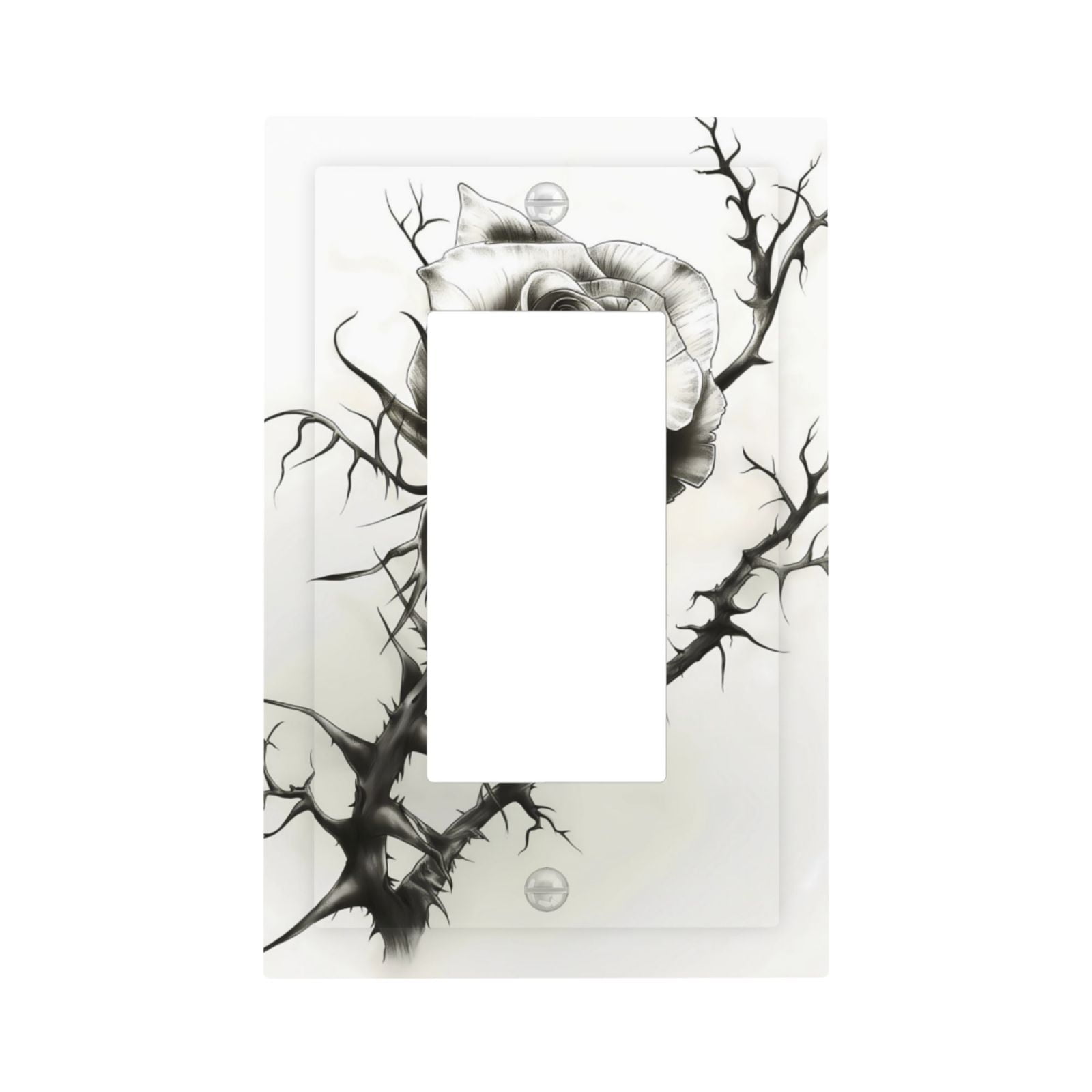 KLL Black And White Rose Pattern Electrical Outlet Covers, 3" x 5" 1 ...