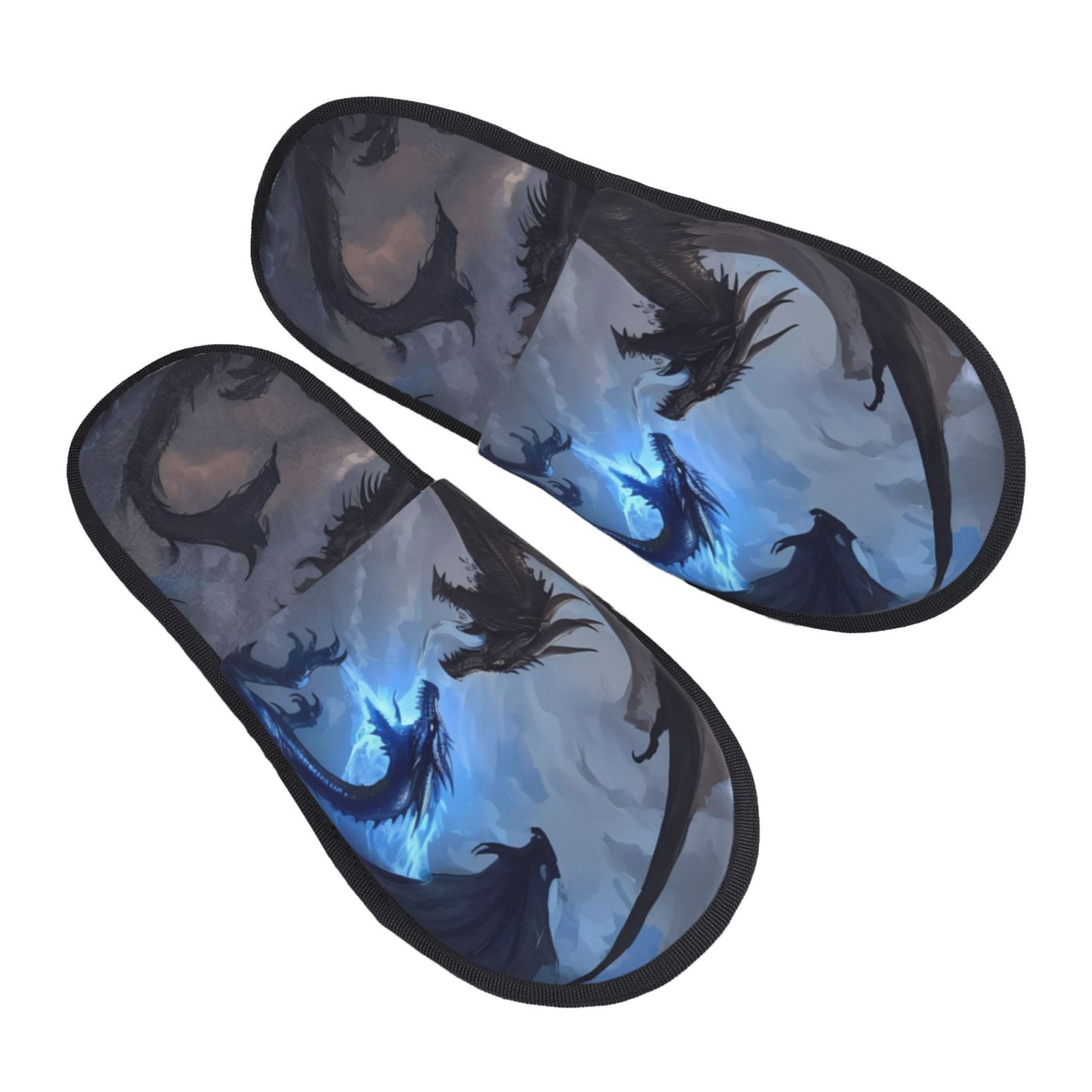 KLL Black And Blue Lightning Dragon Slippers for Women Men House Slip ...