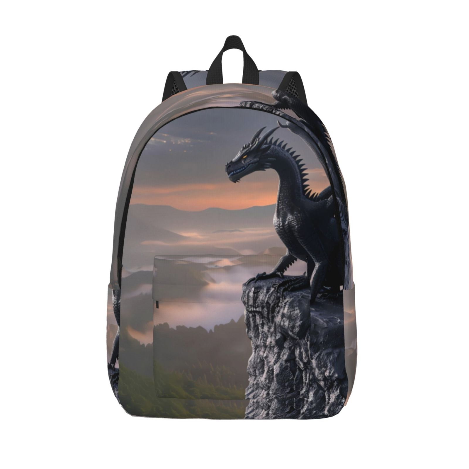 KLL Black Dragon Cliff Dawn Print Travel Laptop Backpack - College ...