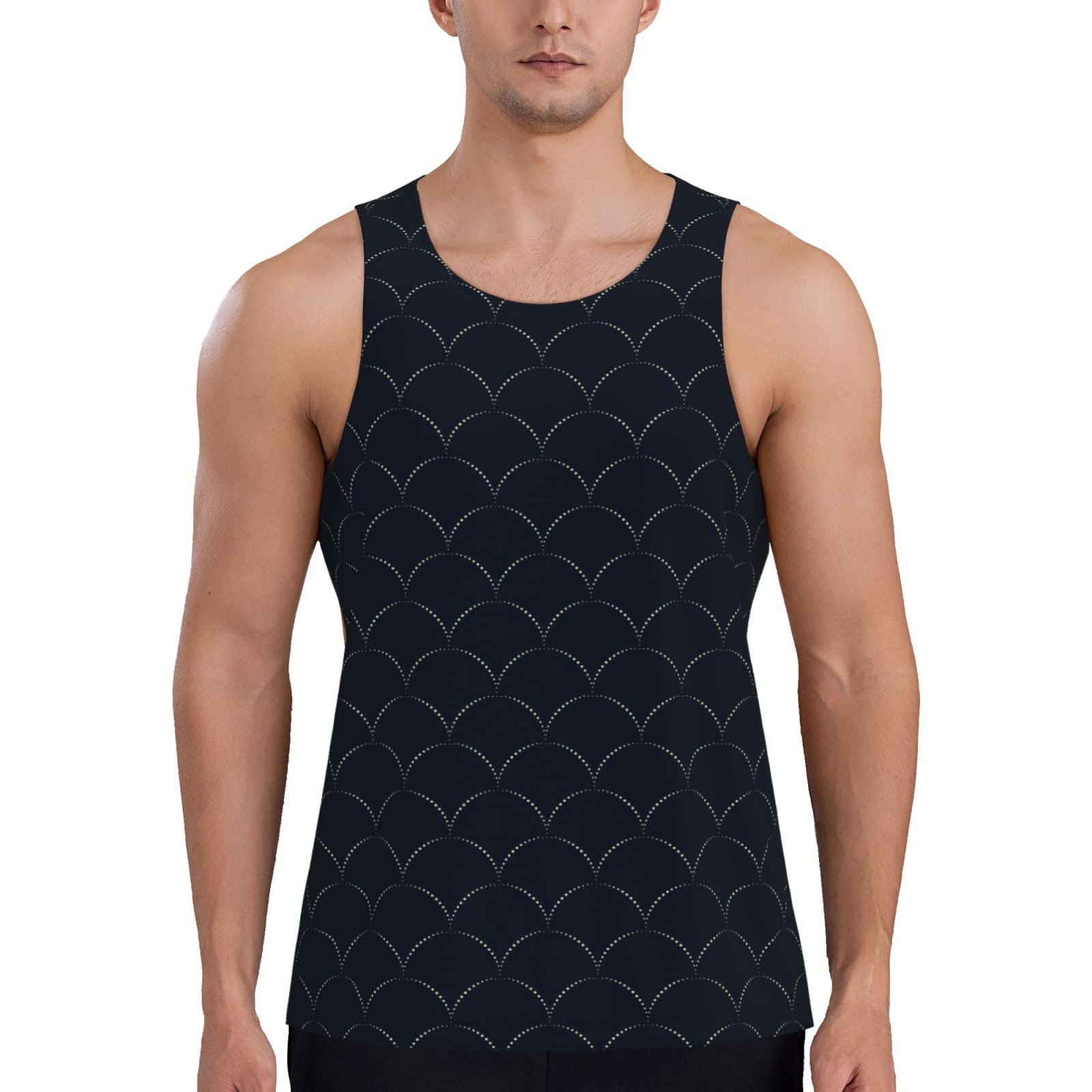 KLL Black Fish scales Print Men's Muscle Gym Workout Stringer Tank Tops ...