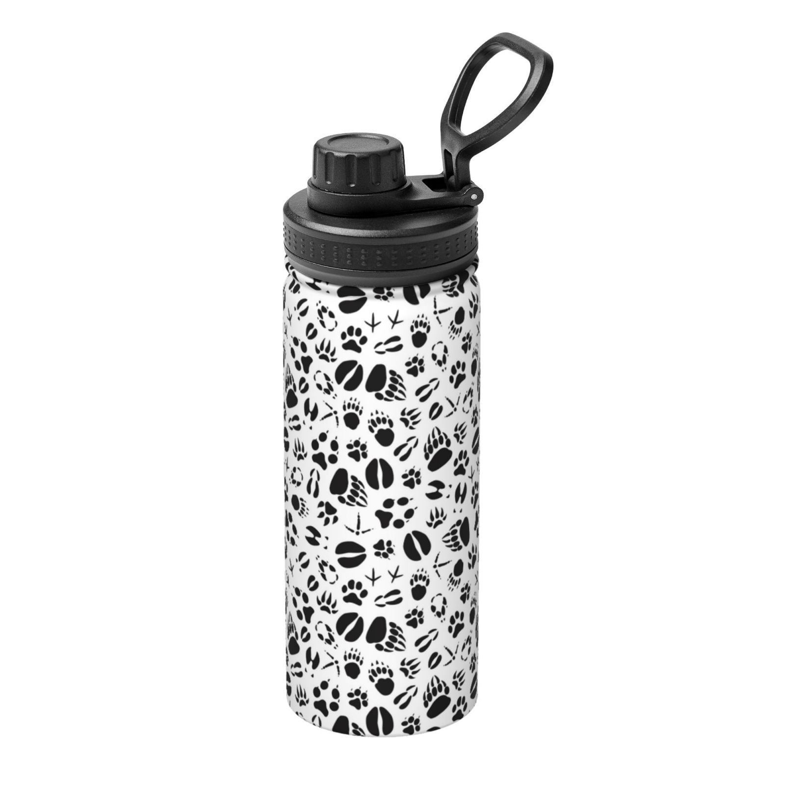 KLL Black Footprints Pattern 18oz Insulated Water Bottle, Stainless ...