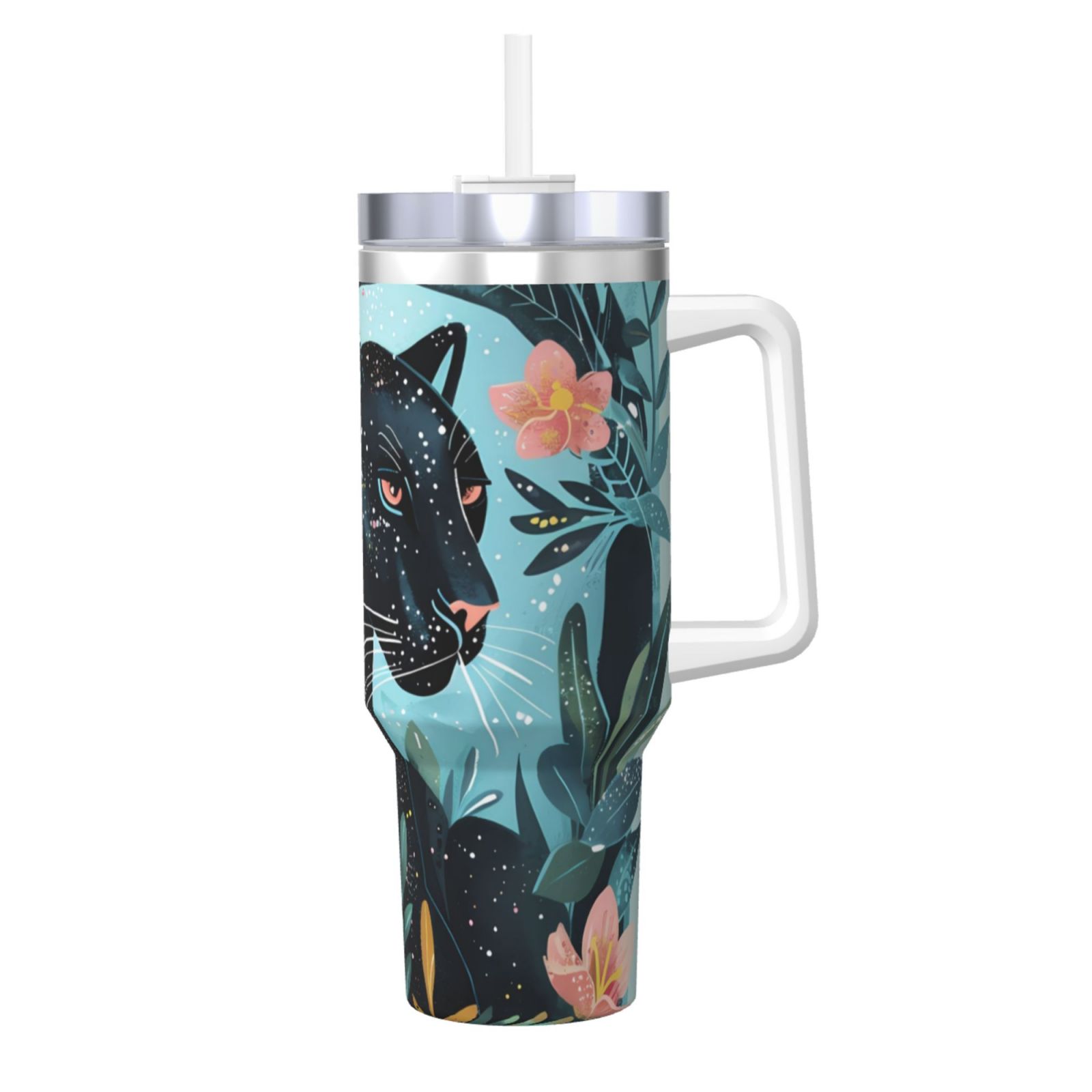 KLL Black Panther Floral Illustration Print 40oz Stainless Steel ...