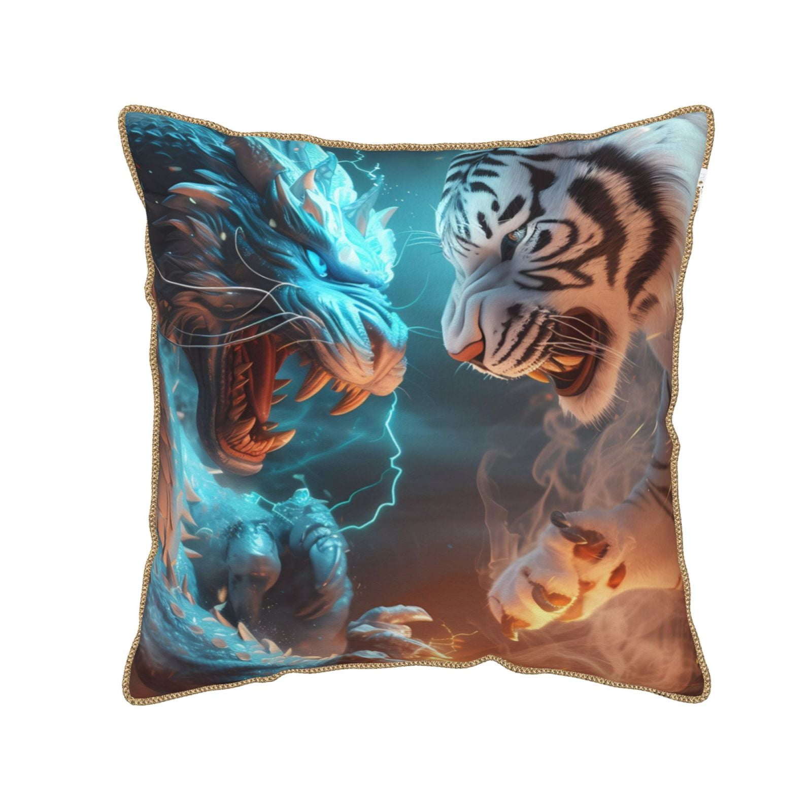 KLL Blue Dragon And White Tiger Decorative Throw Pillow Covers Velvet Soft for Couch Sofa ...