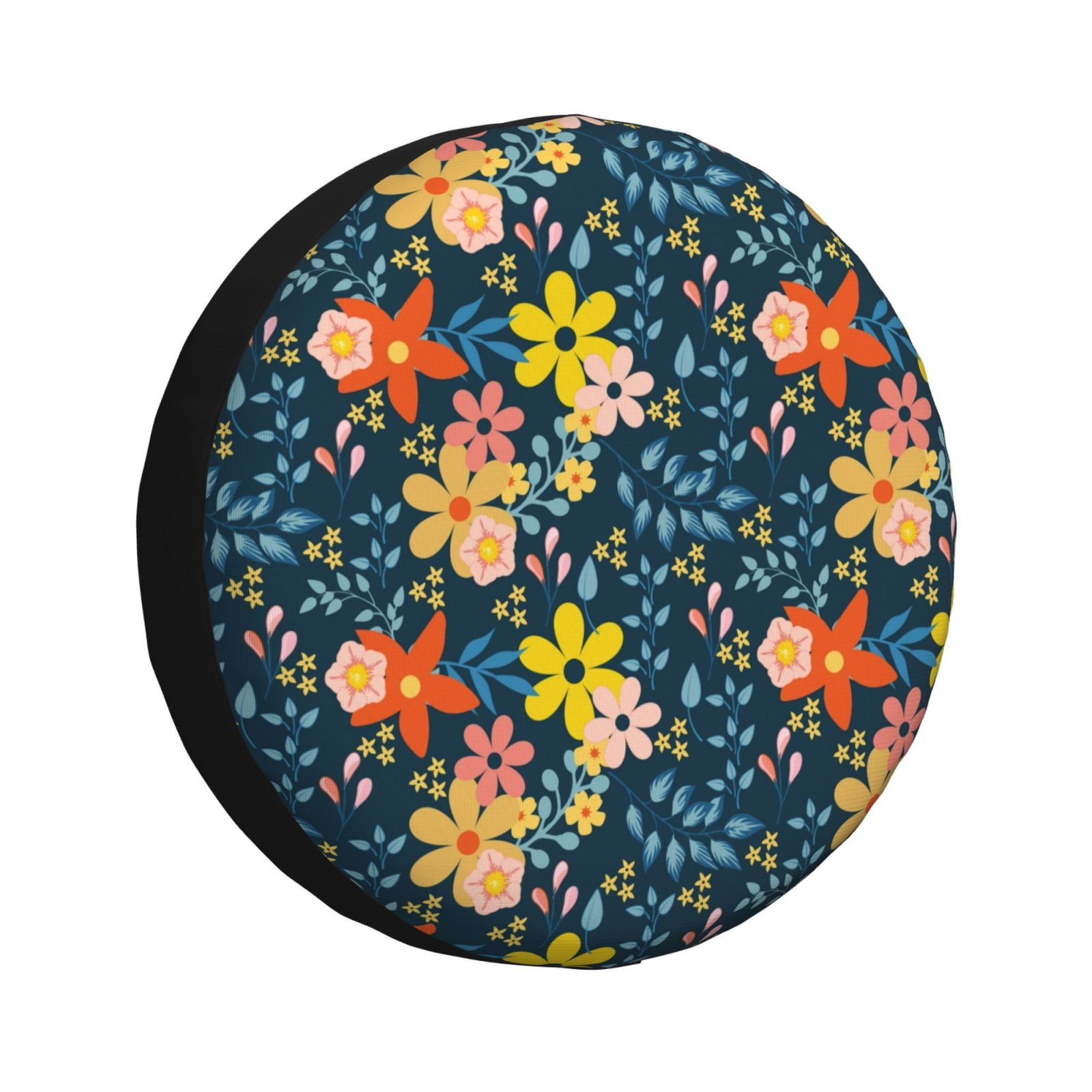 KLL Blue Floral Pattern 14-17 inch Spare Tire Cover Universal Wheel ...