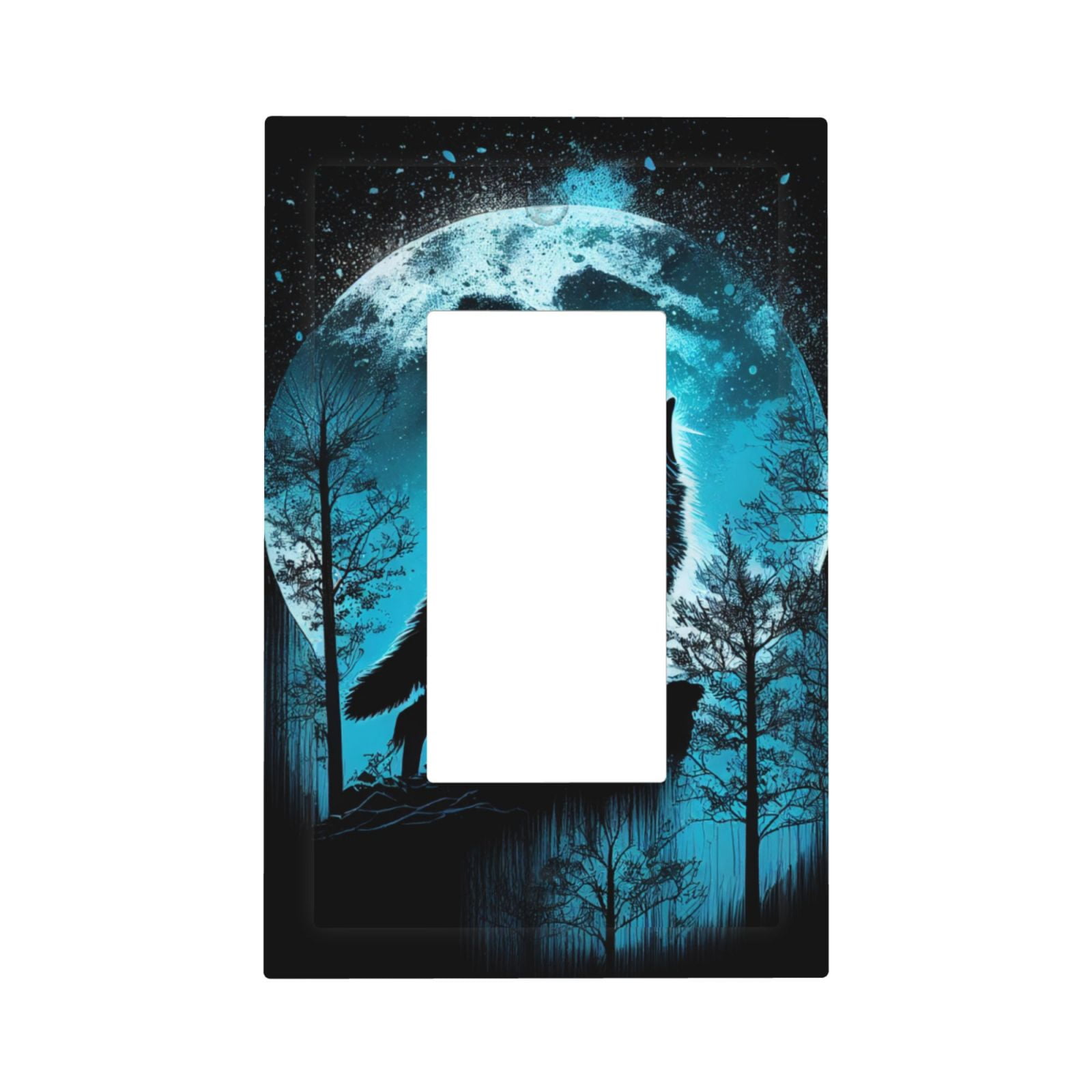 KLL Blue Full Moon Wolf Pattern Electrical Outlet Covers, 3" x 5" 1 ...