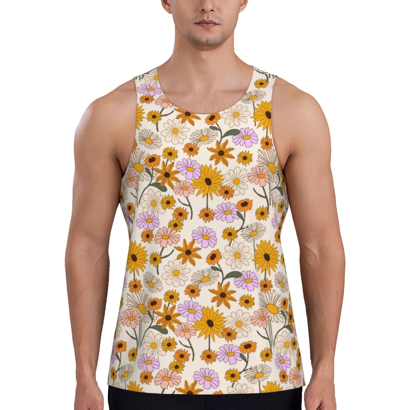 KLL Boho Flowers Print Men's Muscle Gym Workout Stringer Tank Tops ...
