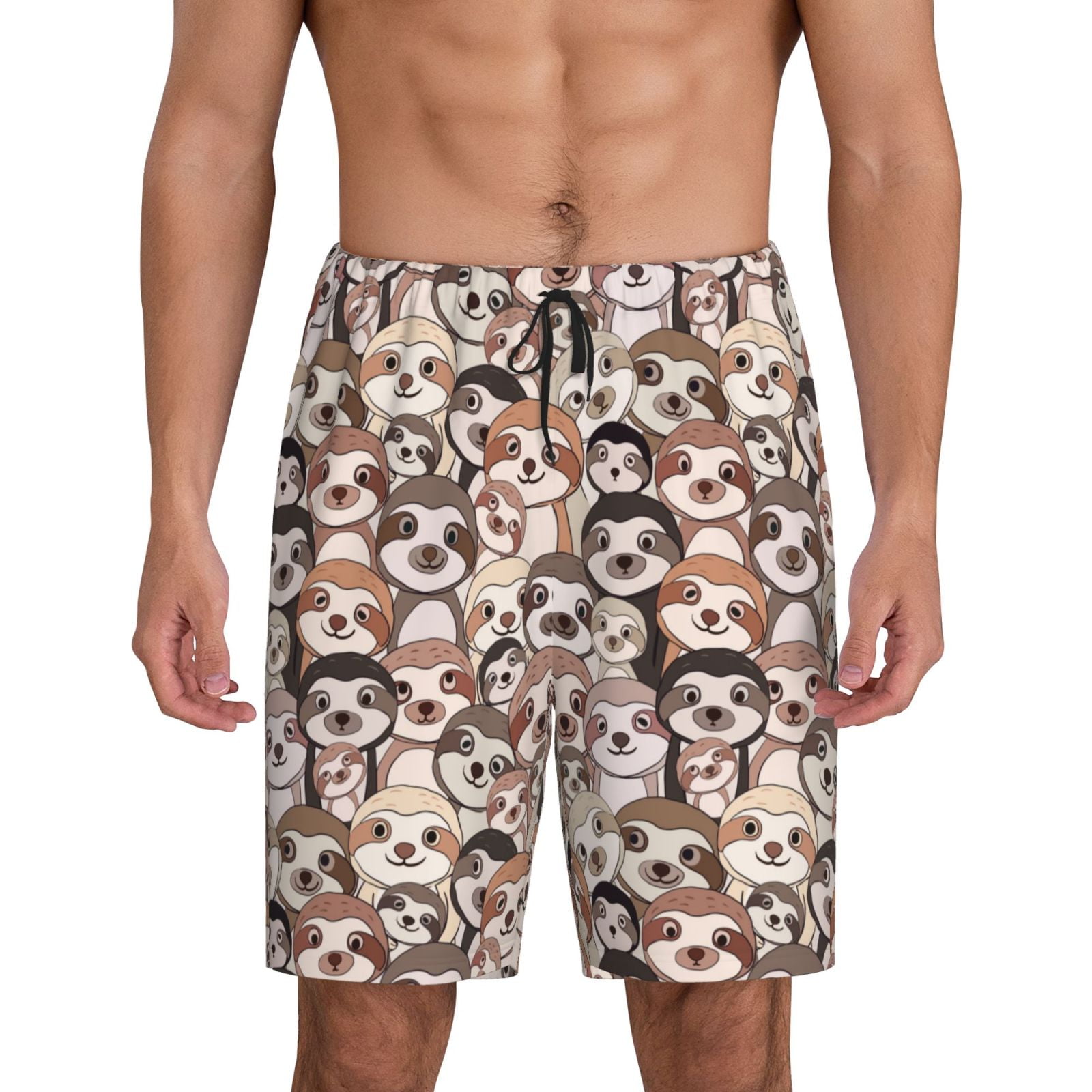 KLL Brown Sloth for Men's 1-Pack Shorts,Sleep Pajama Shorts for Men ...