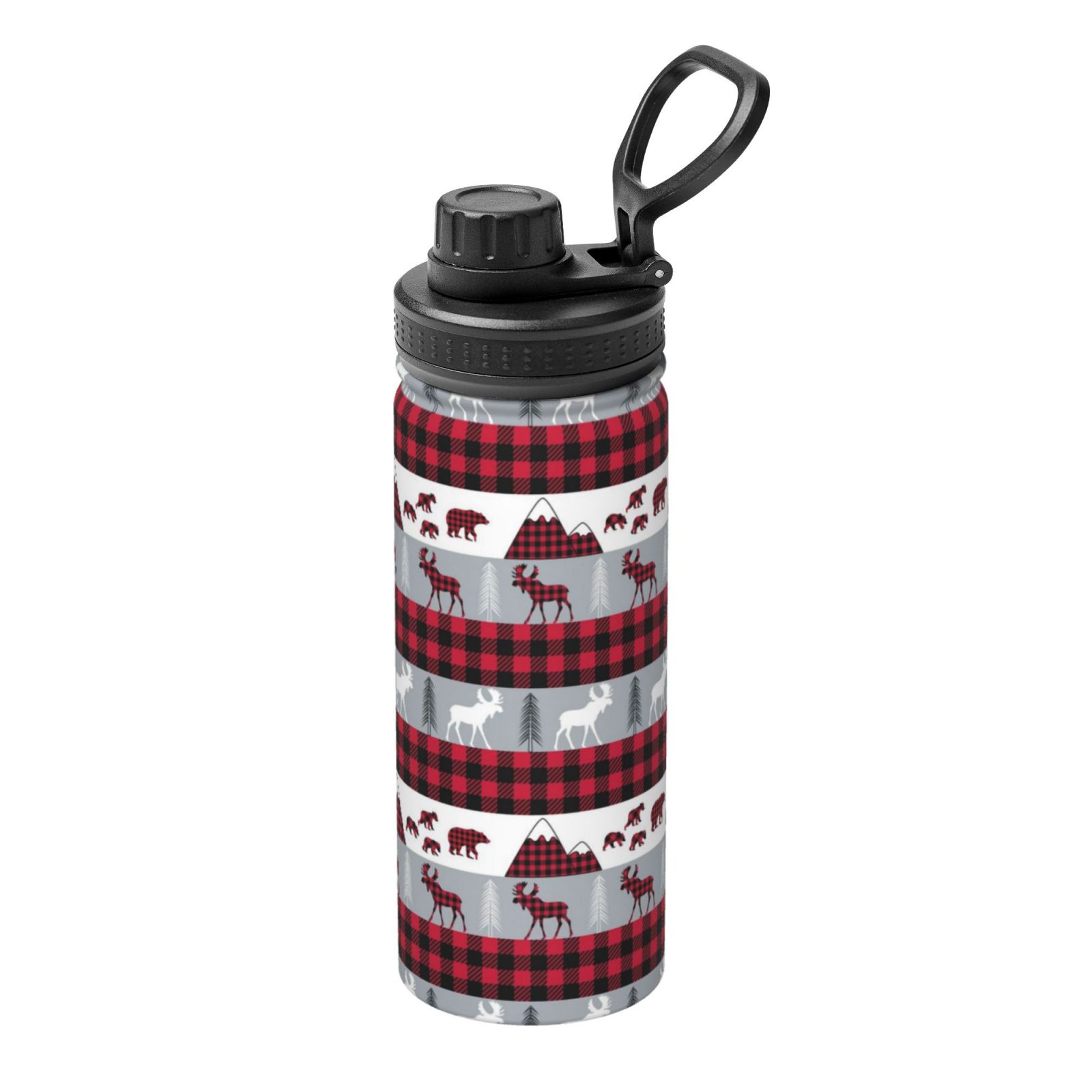 KLL Buffalo Plaid Forest Pattern 18oz Insulated Water Bottle, Stainless ...
