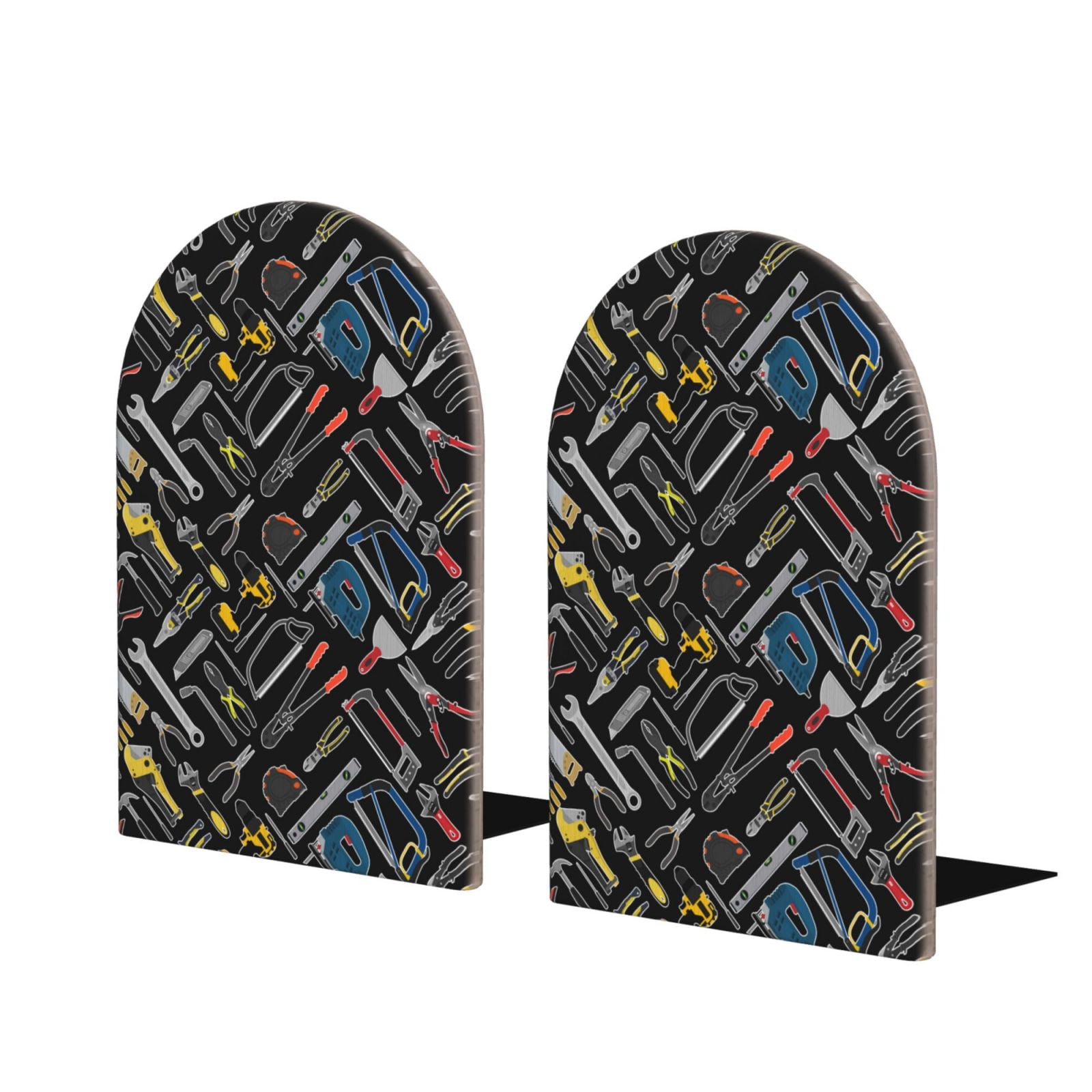 KLL Building hand tools Print Wood Book Ends for Shelves,1 Pair Wood ...