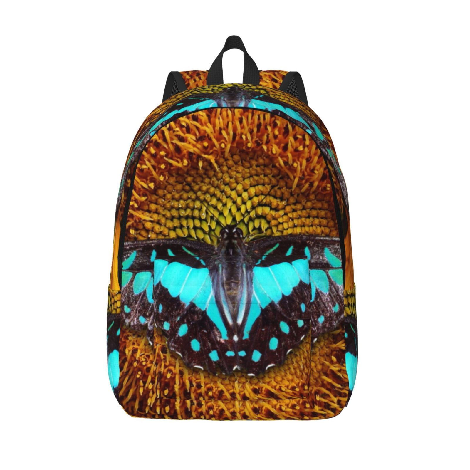 KLL Butterfly Alighted On Sunflowers Print Travel Laptop Backpack ...