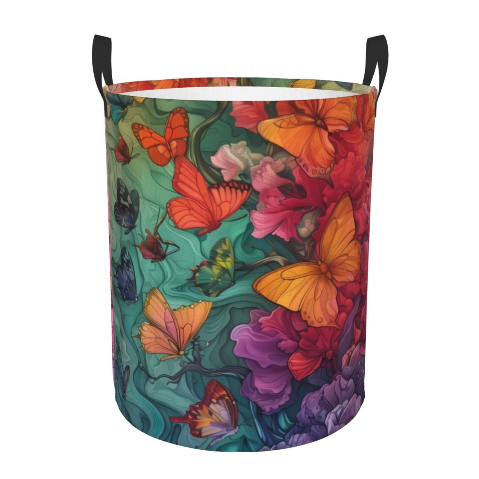 KLL Butterfly Flower Cascade Waterproof Foldable Laundry Hamper Bucket ...