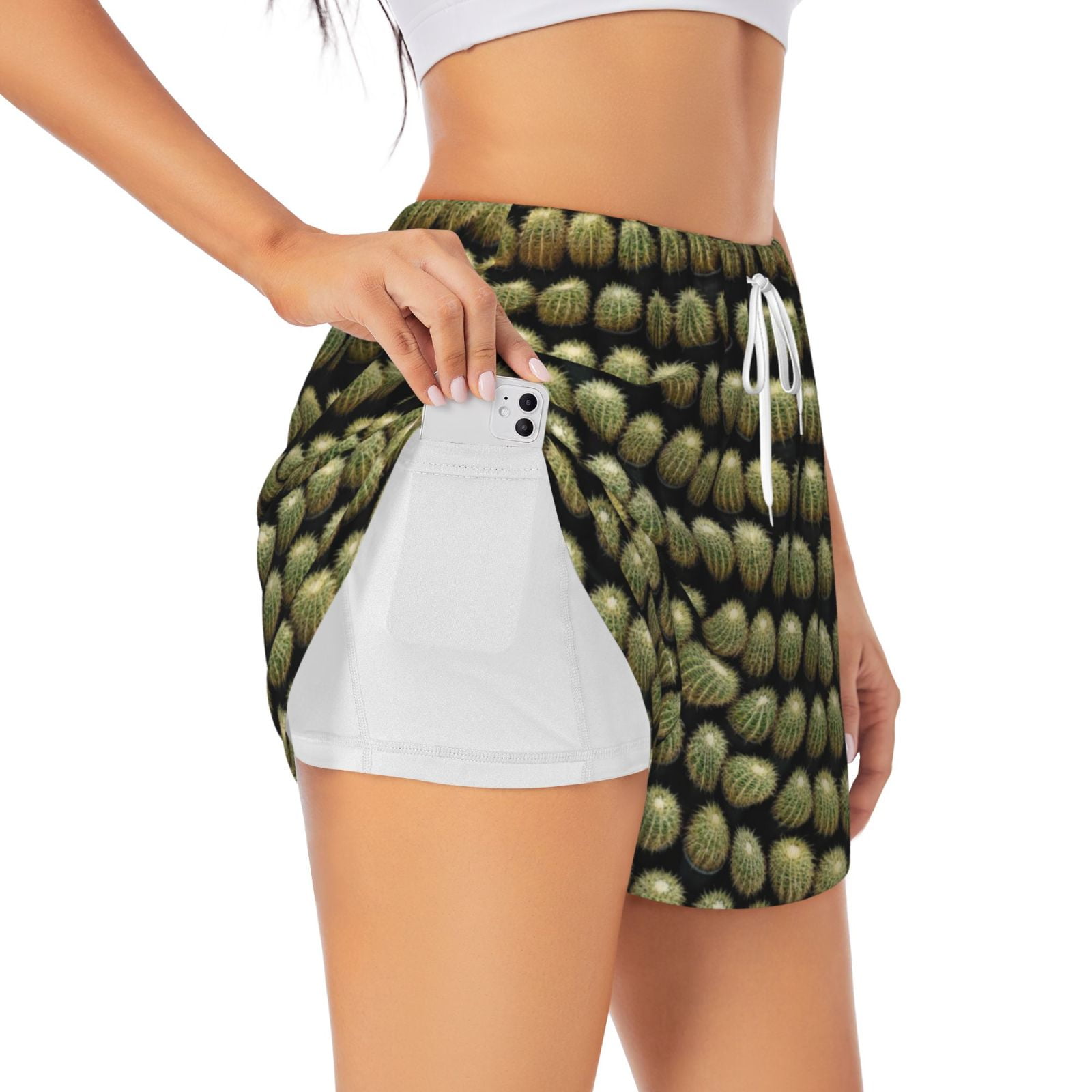 KLL Cactus Farmland Pattern Shorts Women,Athletic Shorts High Waisted Running Shorts Pocket ...