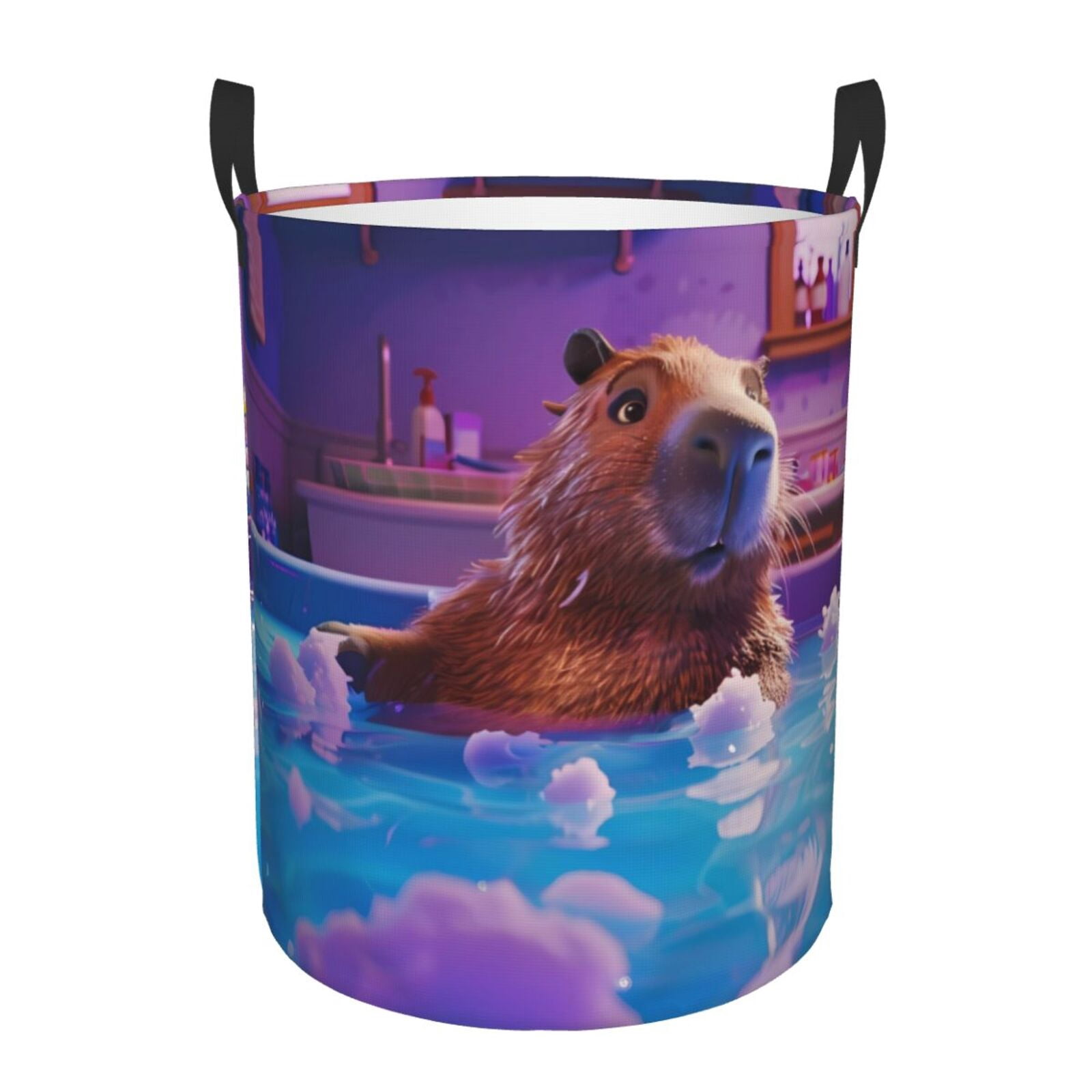 KLL Capybara Bathtub Fun Waterproof Foldable Laundry Hamper Bucket with ...