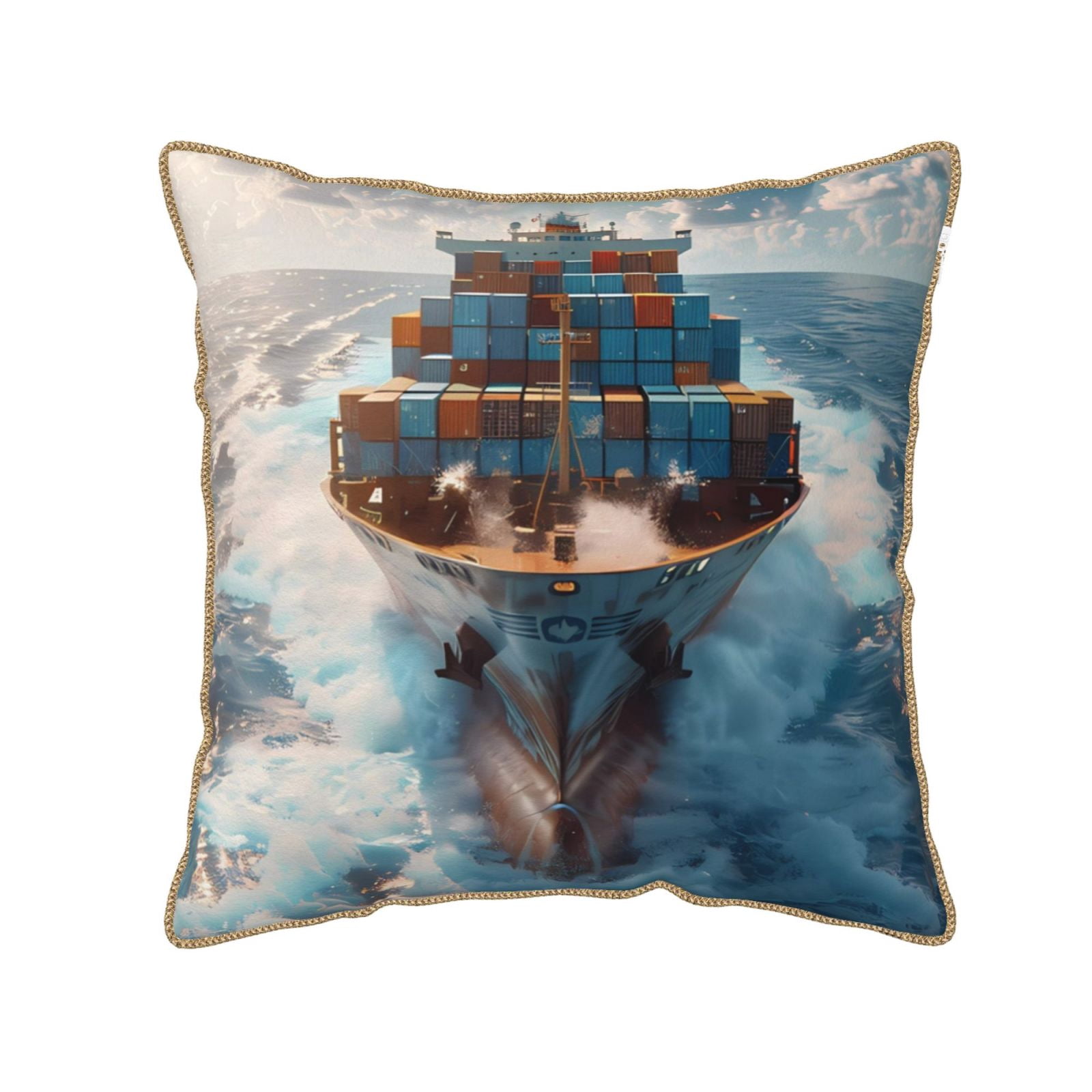 KLL Cargo Ship At Sea Decorative Throw Pillow Covers Velvet Soft for ...