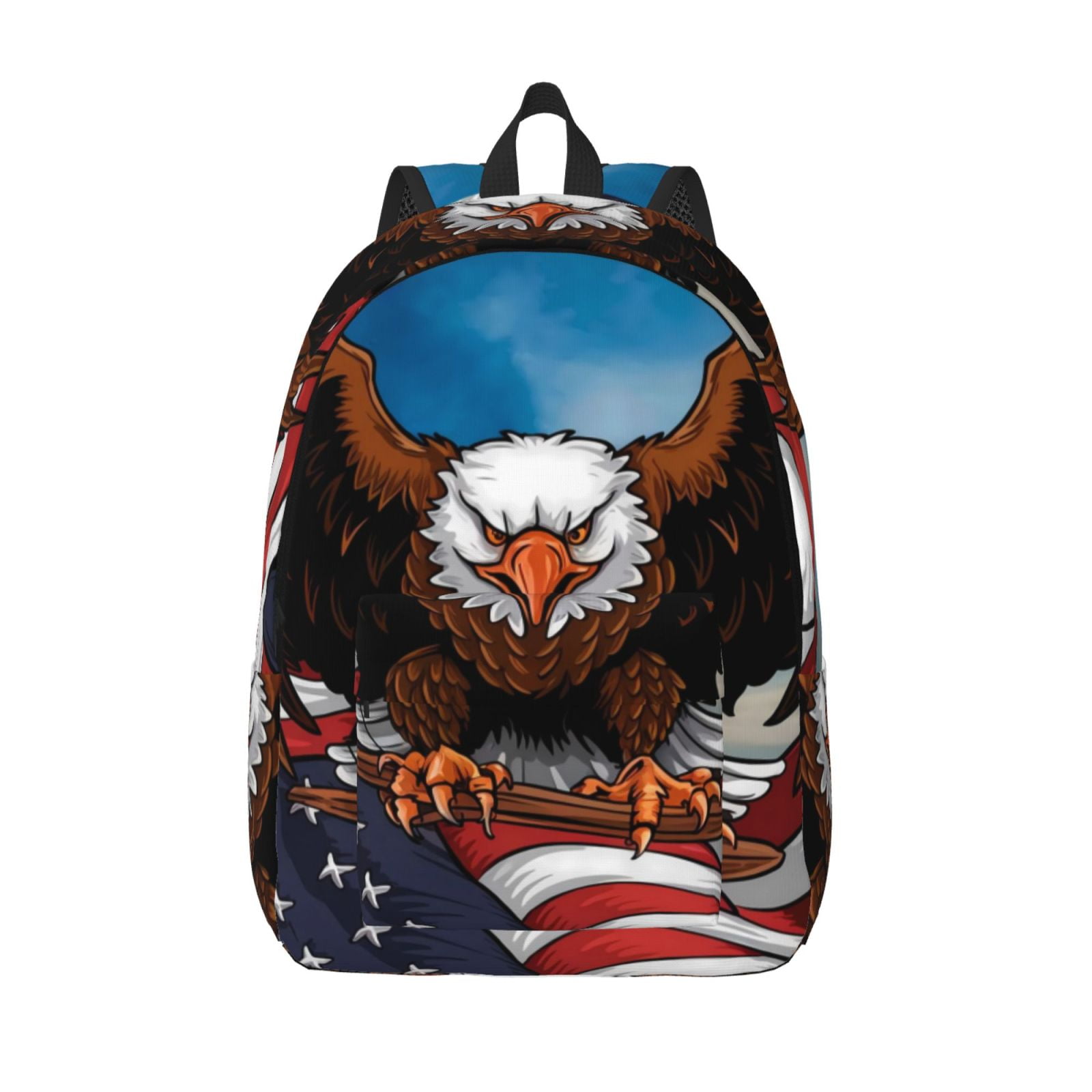 KLL Cartoon Bald Eagle USA Print Travel Laptop Backpack - College ...