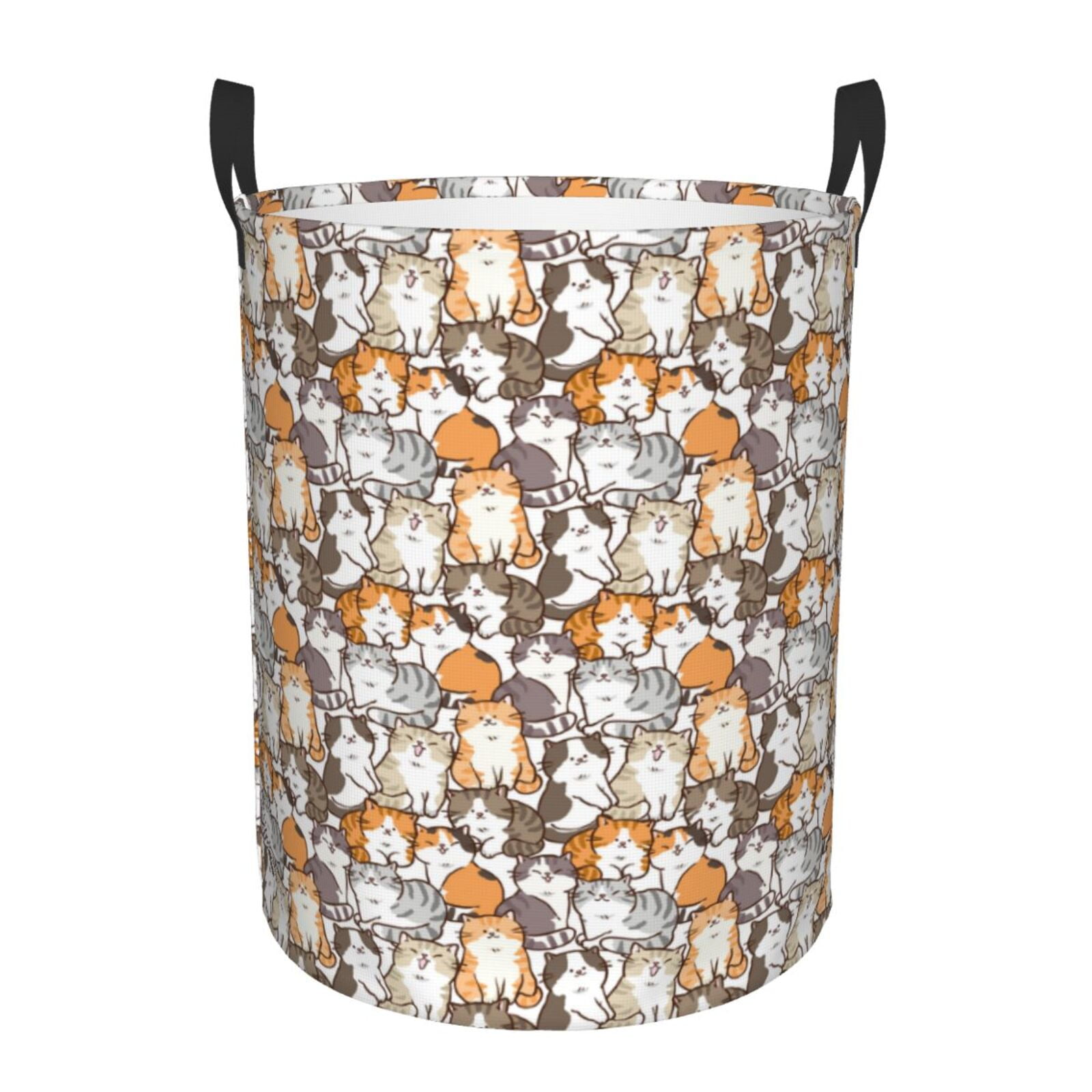 KLL Cartoon Cat Waterproof Foldable Laundry Hamper Bucket with Handles ...